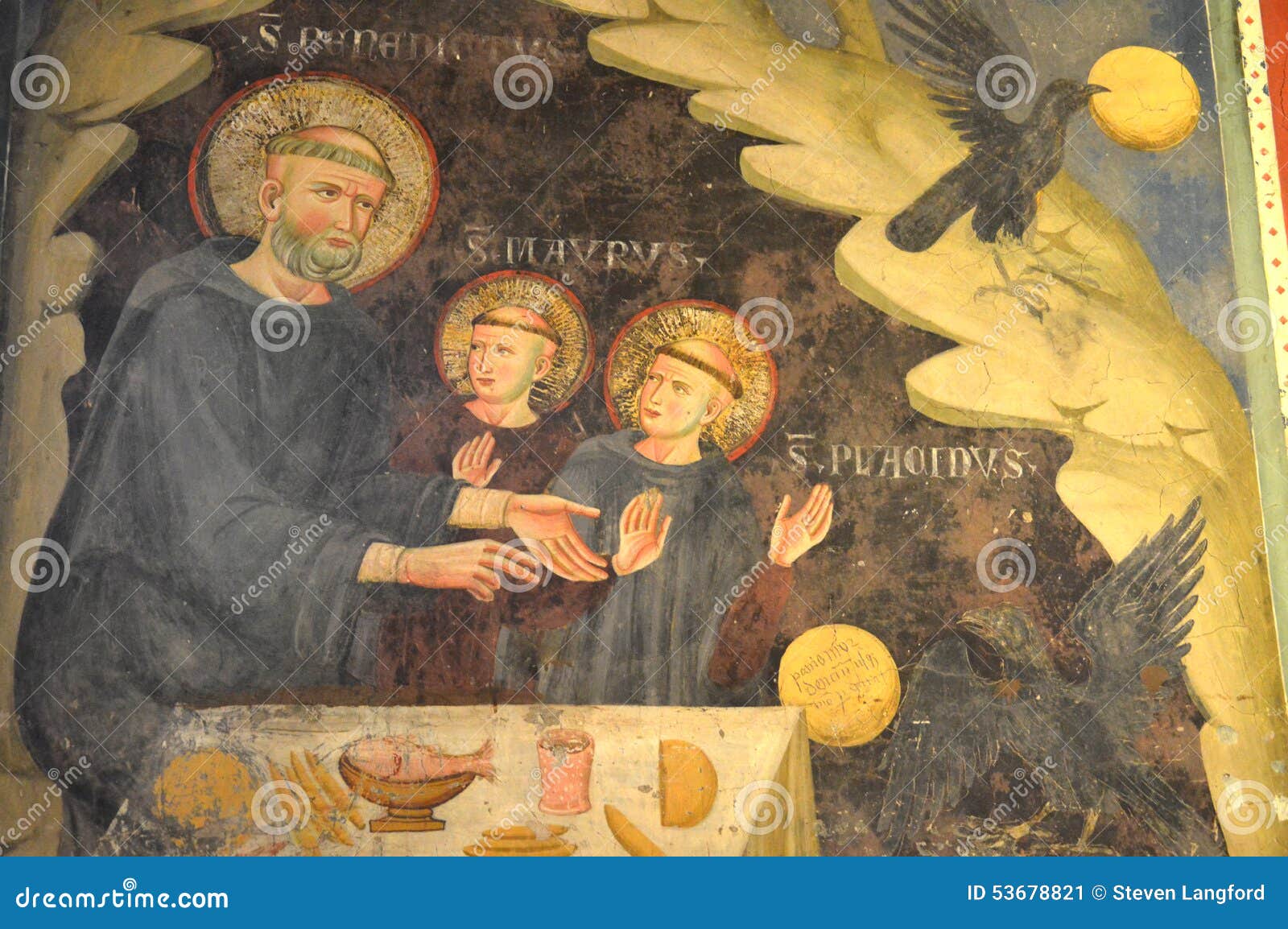 Fresco De Saint Benedict, De Saint Maurus E De Saint Placidus Foto ...