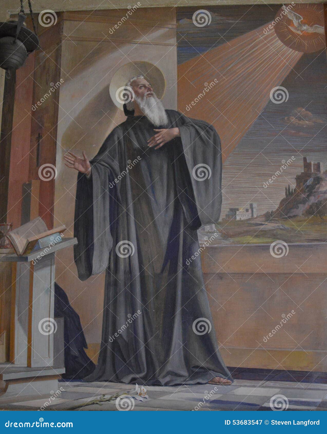 Fresco del santo Benedicto fotografía editorial. Imagen de cristiano ...