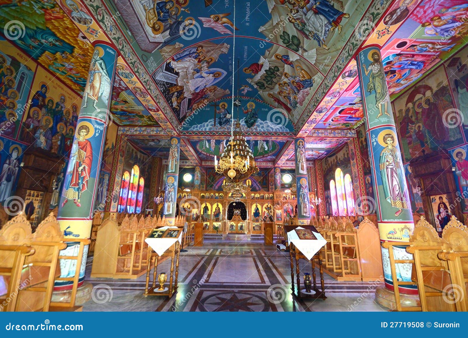 Fresco at Greek Orthodox Monastery Stock Photo - Image of sahour ...