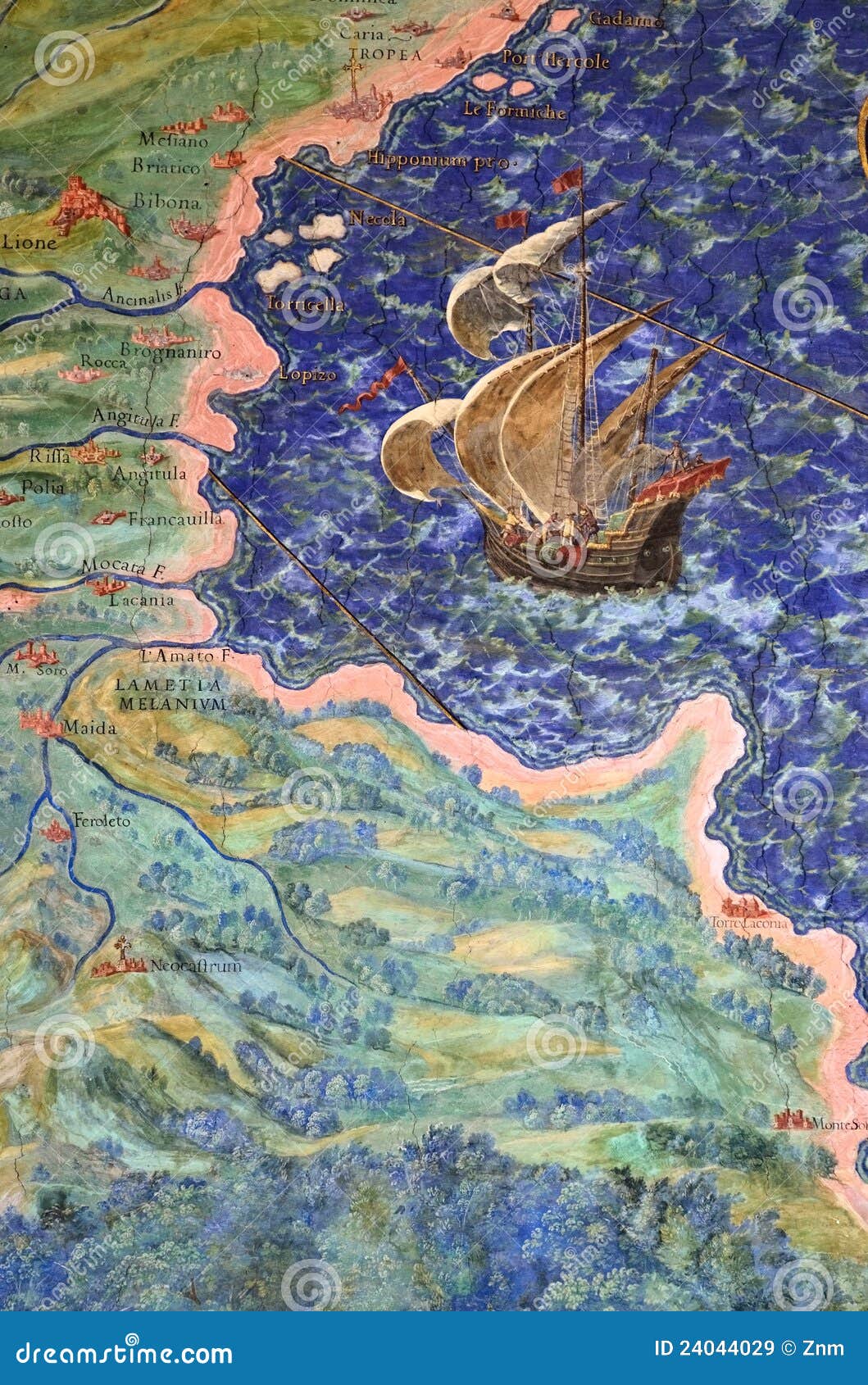 Fresco of the Old Geographical Map Editorial Stock Image - Image of ...