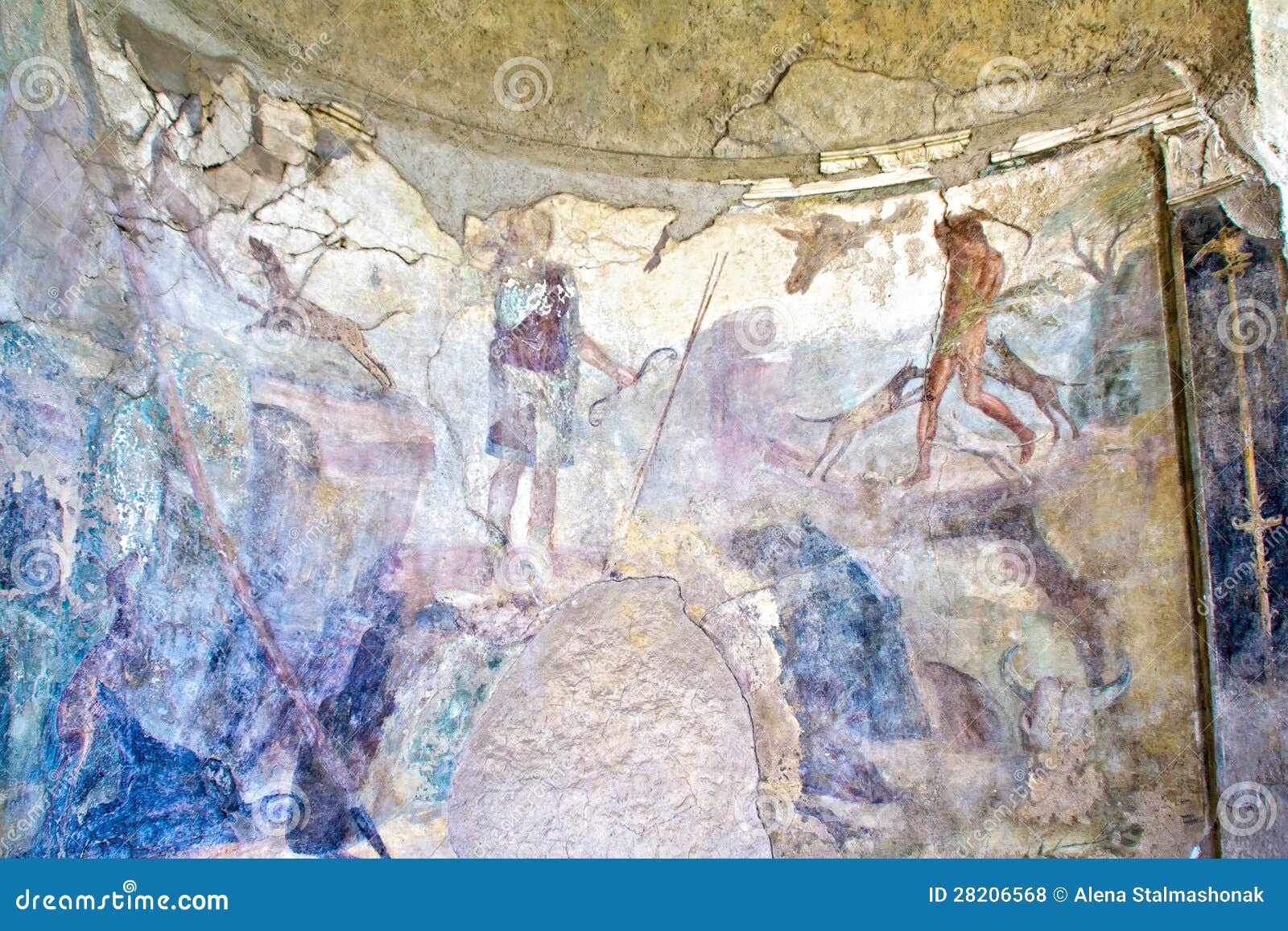 Fresco in Pompeii stock photo. Image of painting, stone - 28206568