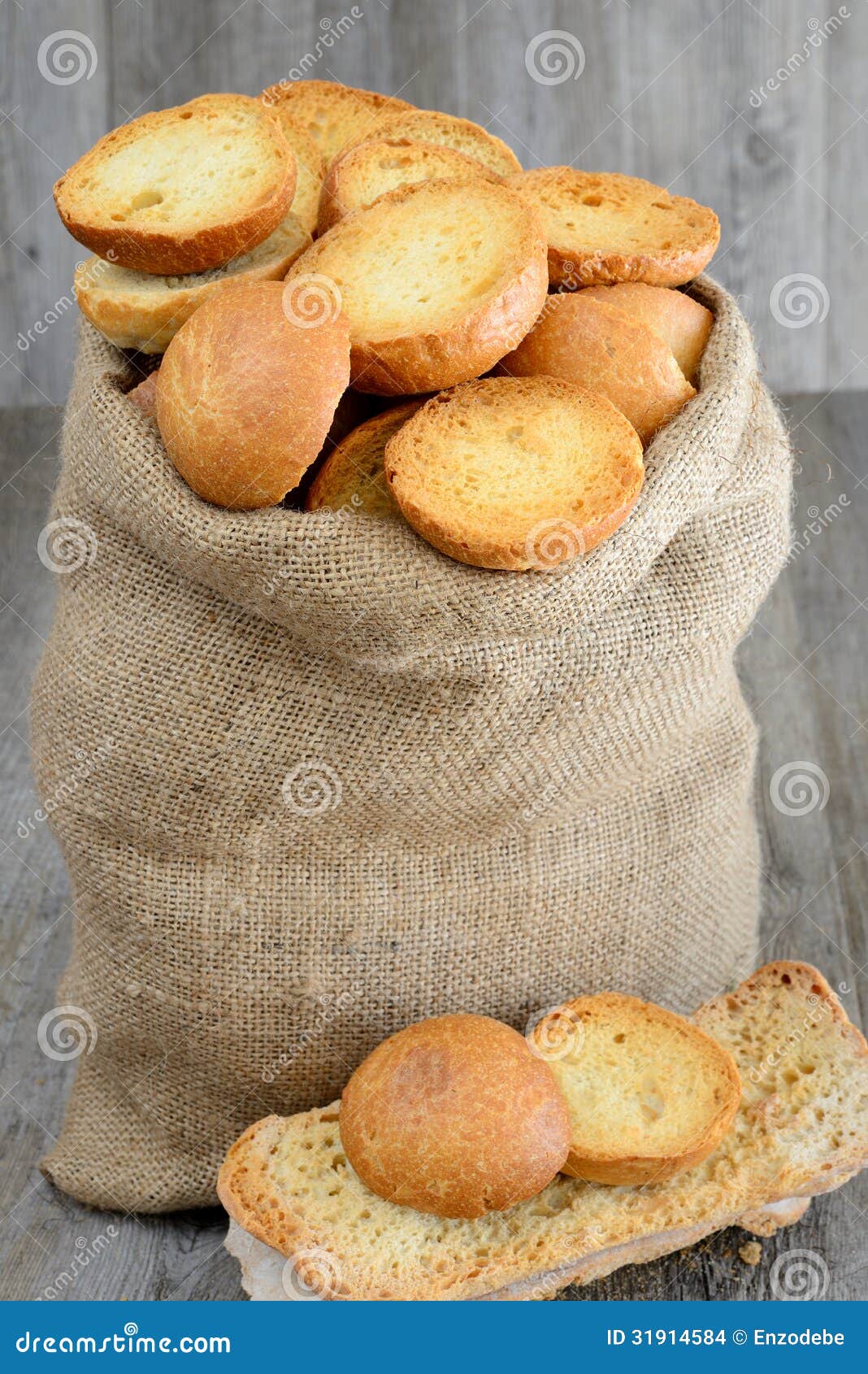 Freselle of bread in sack stock photo. Image of crisp - 31914584