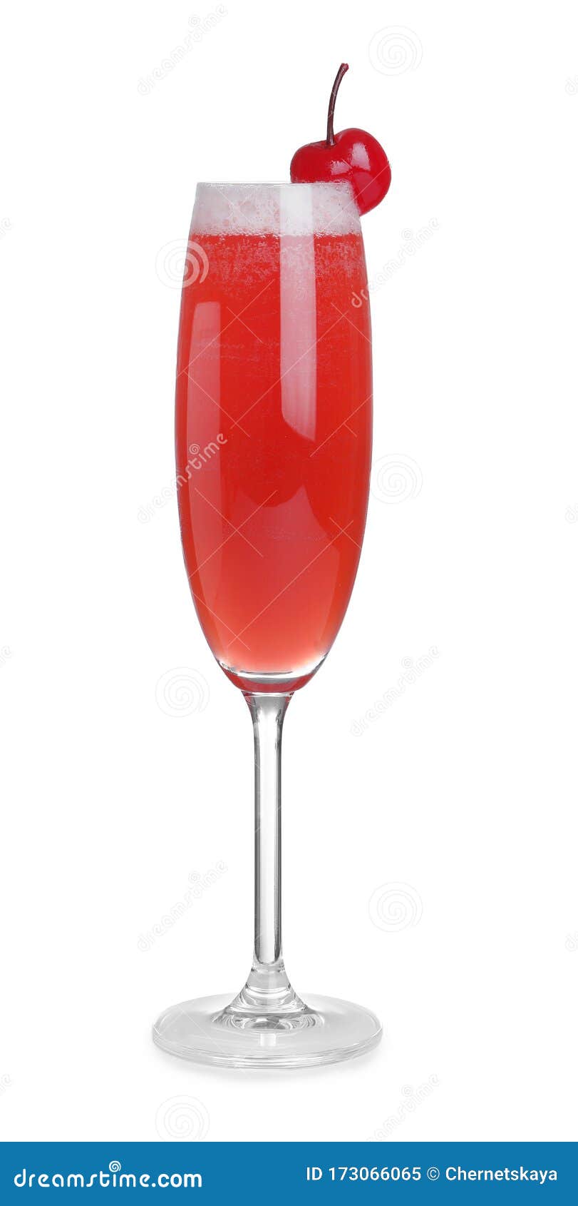 Fresh Alcoholic Mimosa Cocktail with Cherry Isolated on White Stock ...
