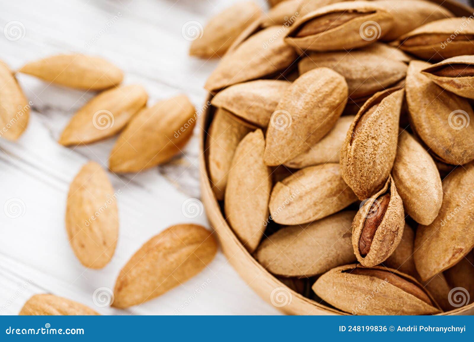 Fresh Almonds in Shell on a White Background Stock Photo - Image of ...