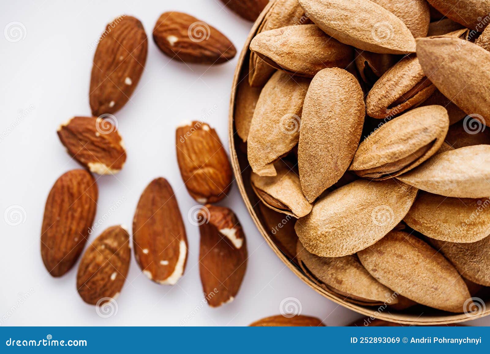 Fresh Almonds in Shell on a White Background Stock Image - Image of ...