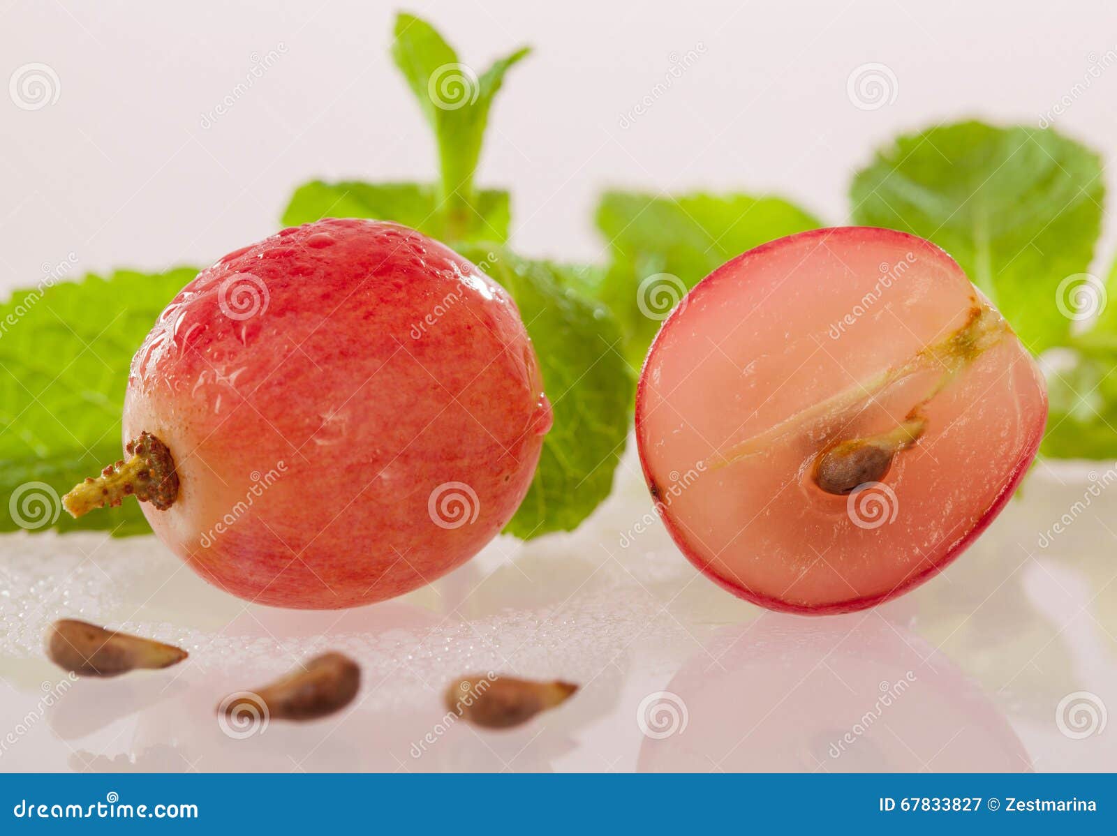 Fresh Appetizing Grapes and Mint Leaves Stock Image - Image of drops ...