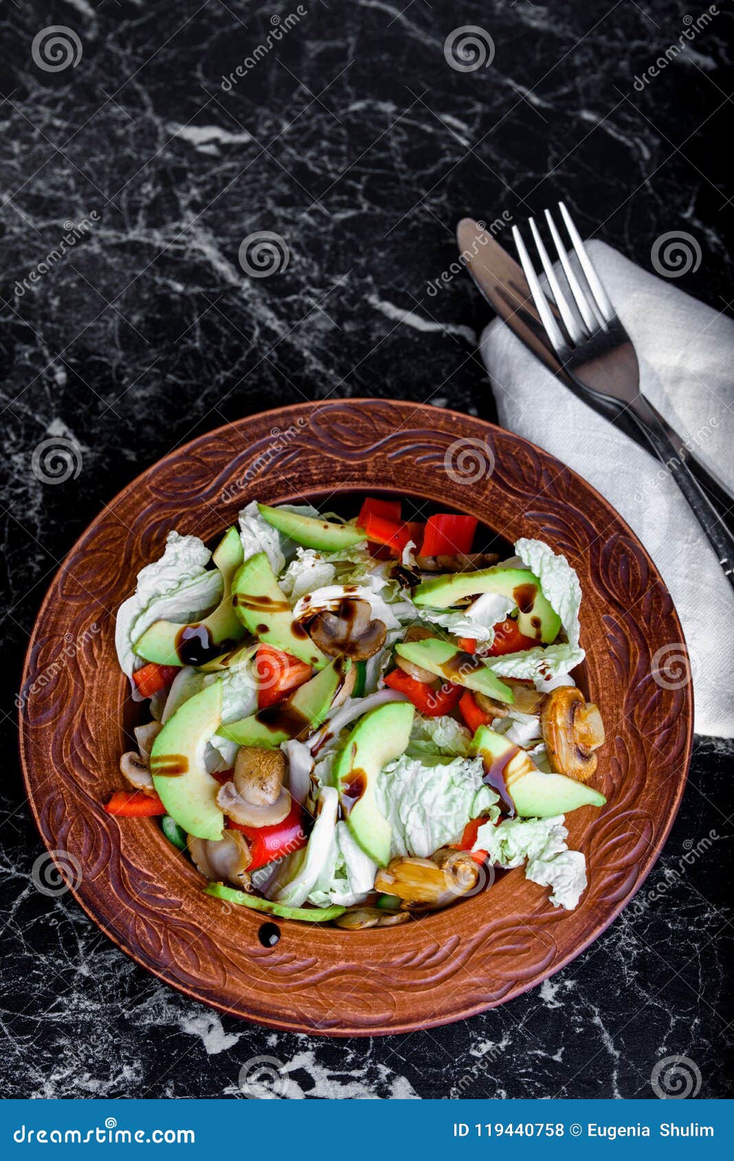Fresh and Appetizing Salad of Vegetables on a Marble Table Stock Photo ...