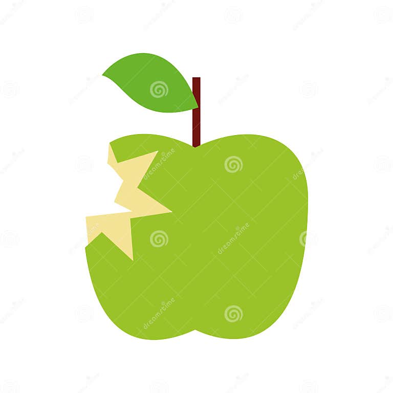 Fresh Apple Fruit with Bite Stock Illustration - Illustration of ...
