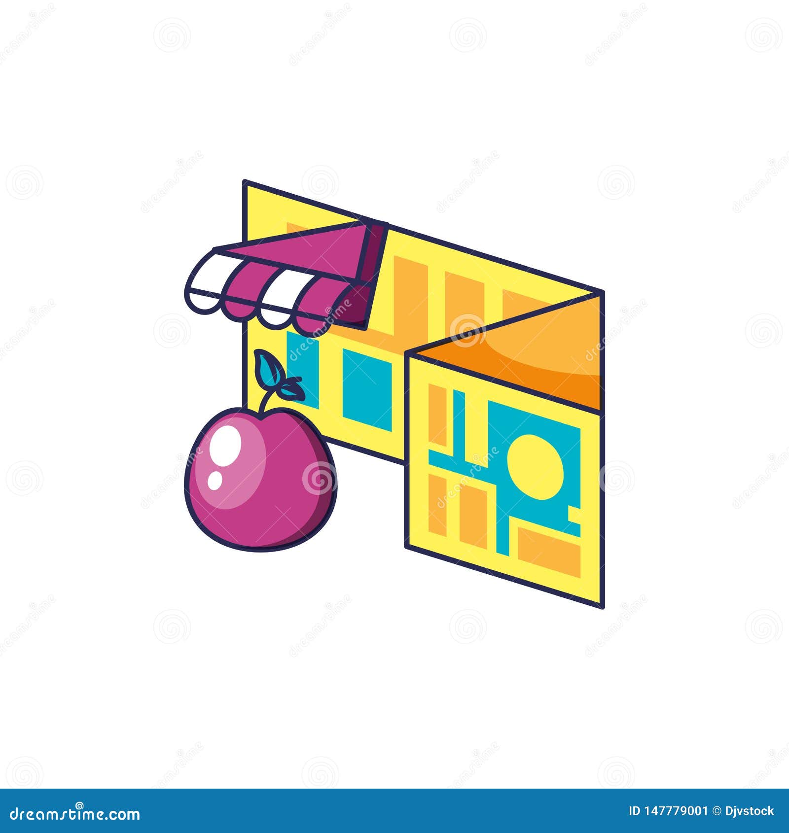 Fresh Apple Fruit with Map Guide Location Stock Illustration ...