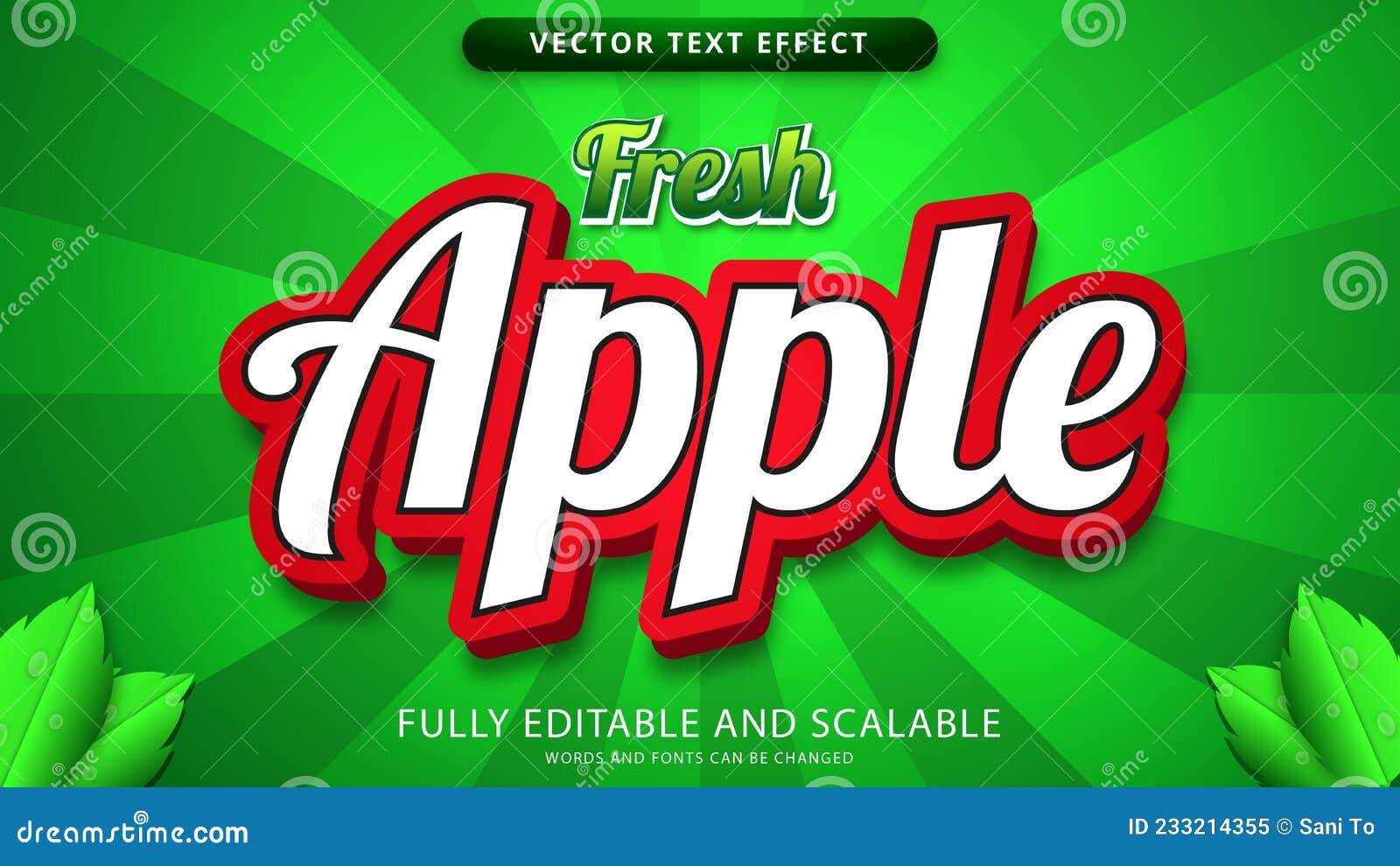 Fresh Apple Text Effect Editable Eps File Stock Vector - Illustration ...