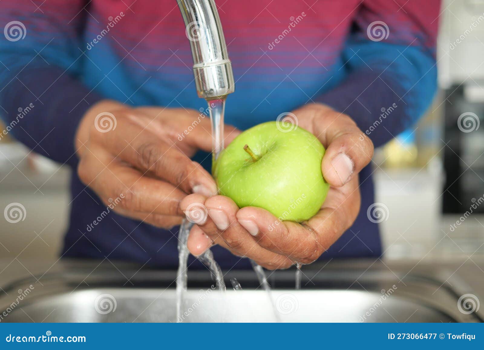 Fresh Apple Washing with Hand. Stock Image - Image of healthy, water ...