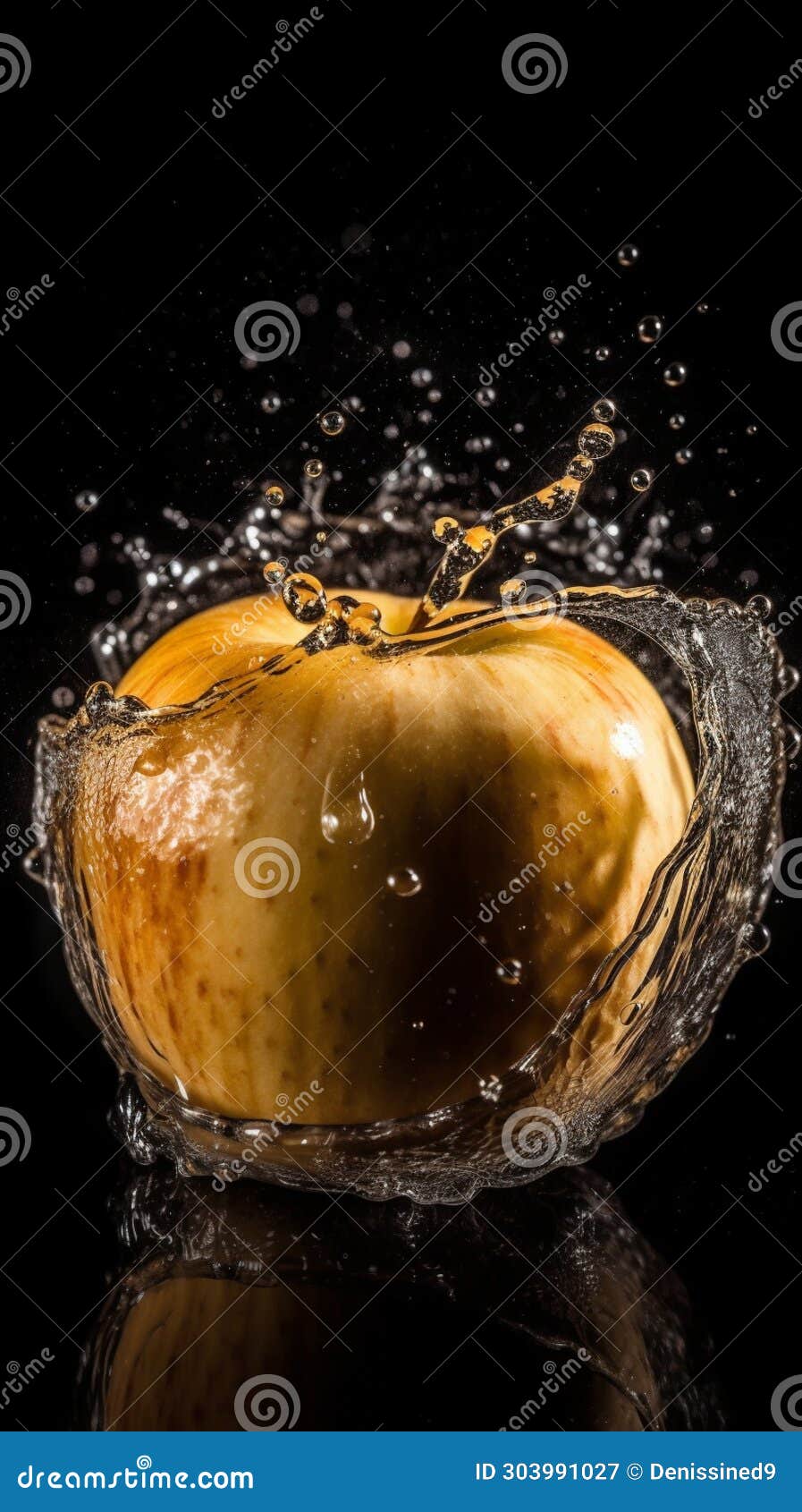 Fresh Apple with Water Splash Stock Illustration - Illustration of ...