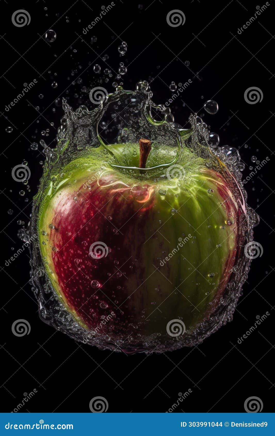 Fresh Apple with Water Splash Stock Illustration - Illustration of ...