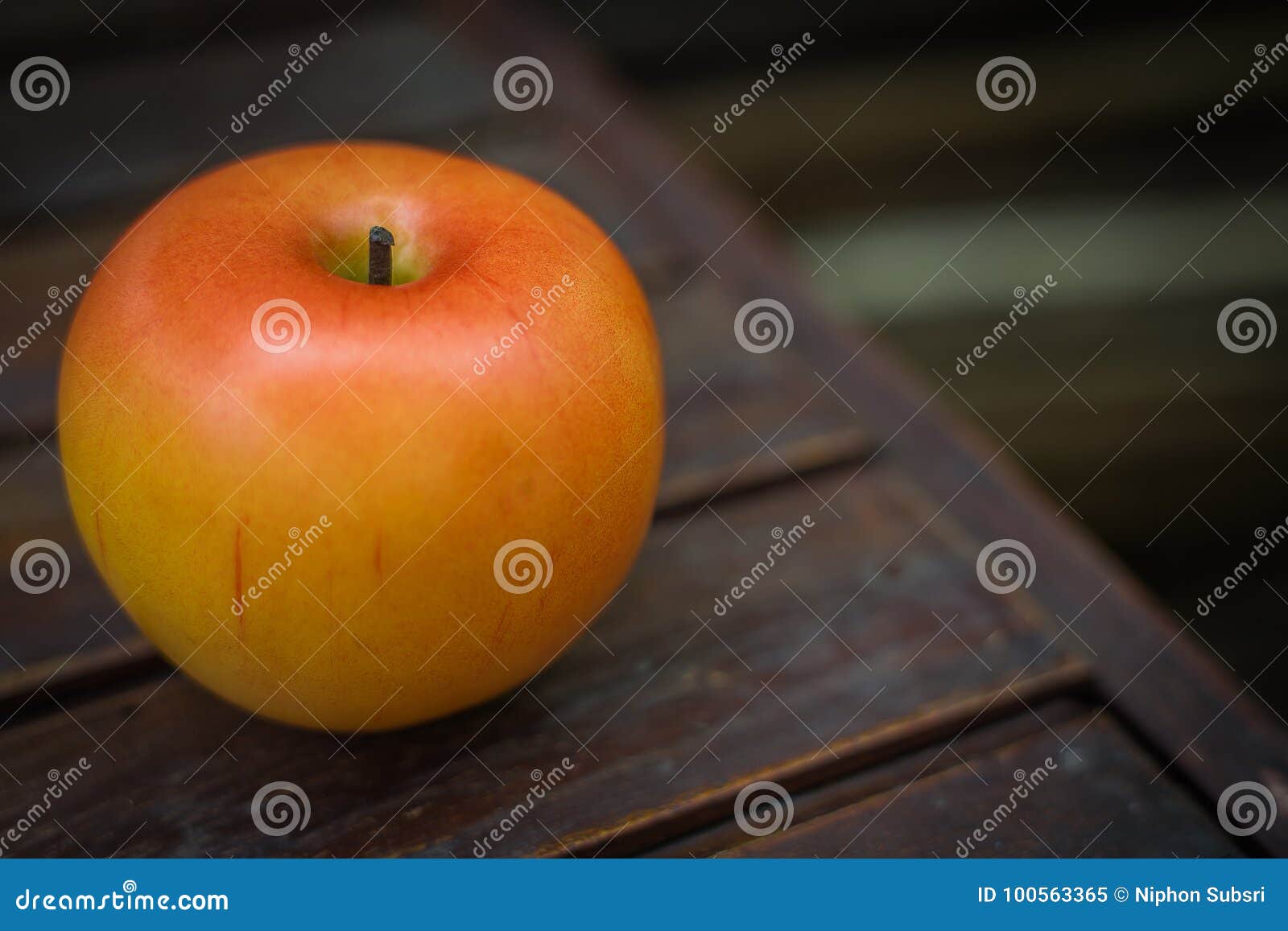 The Fresh Apple on Wood Table Image Stock Image - Image of delicious ...