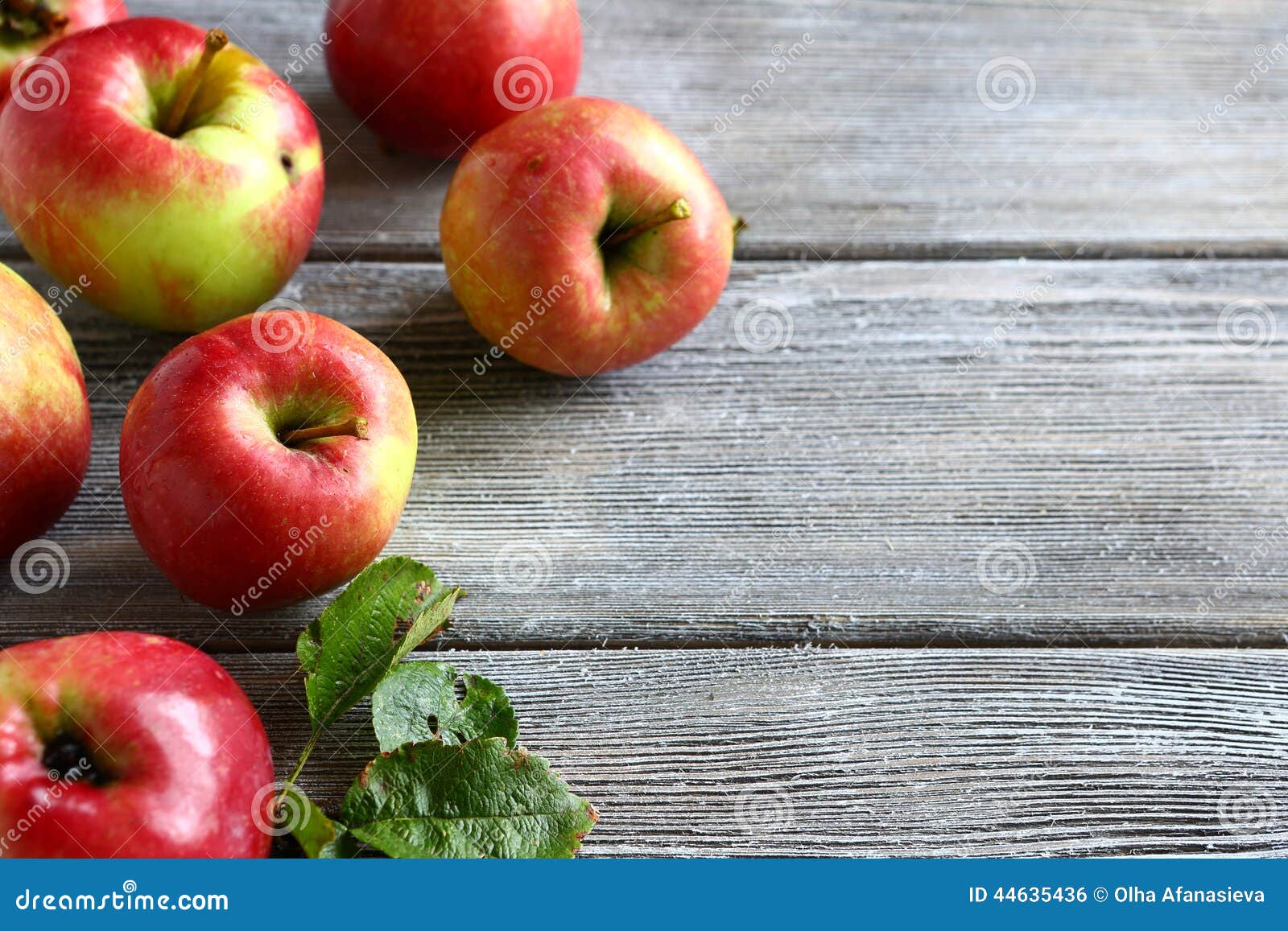 Fresh Apples on Wooden Boards Stock Photo - Image of autumn, color ...