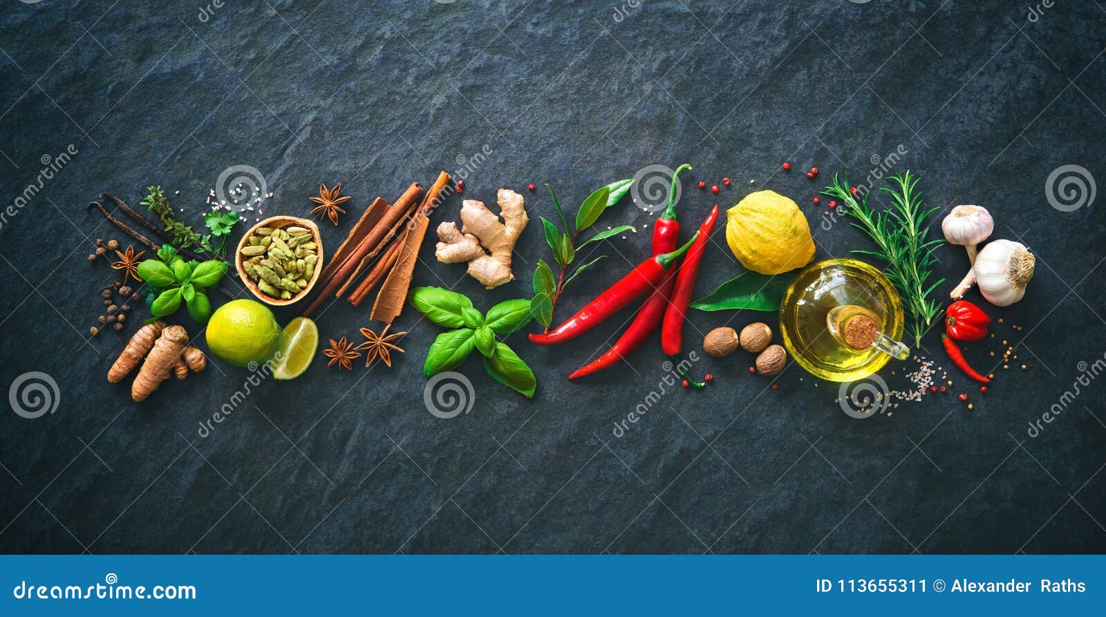 Fresh Aromatic Herbs and Spices for Cooking Stock Image - Image of food ...