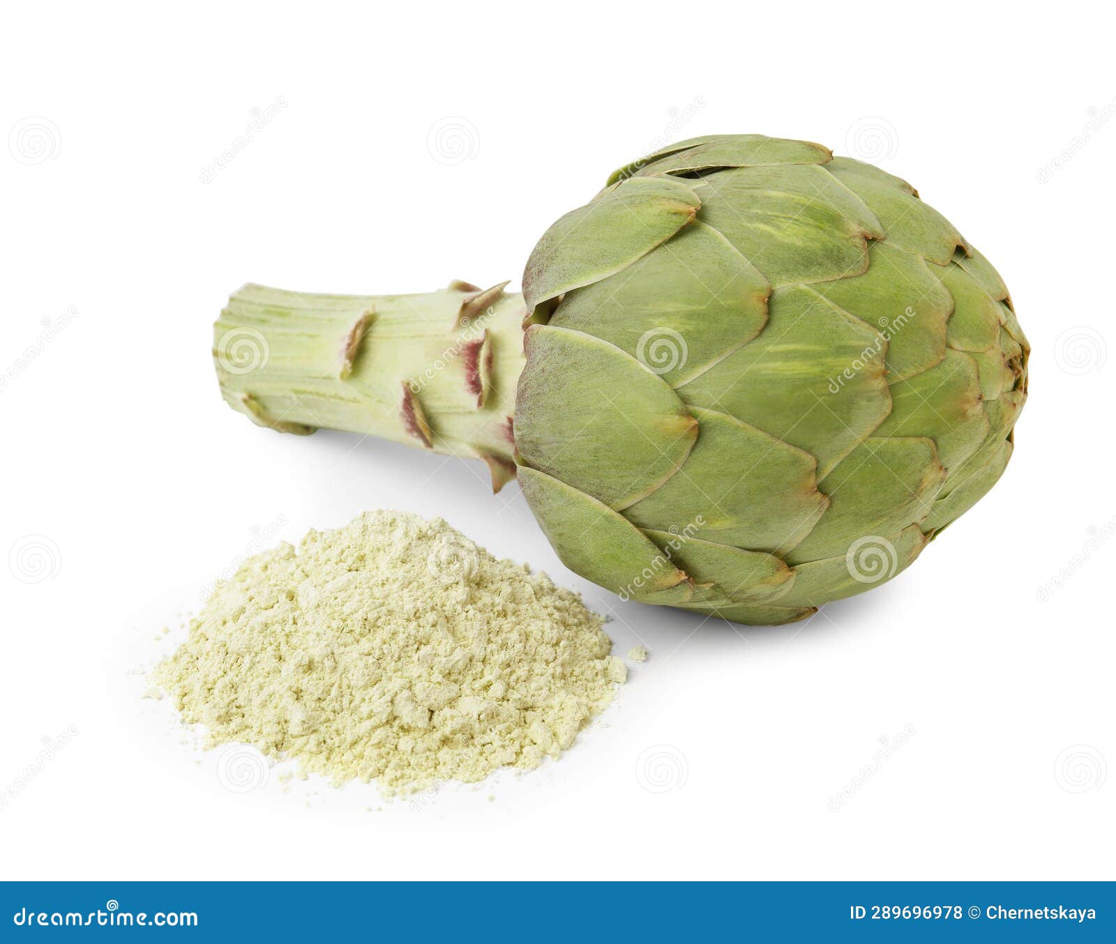 Fresh Artichoke and Powder Isolated on White Stock Photo - Image of ...