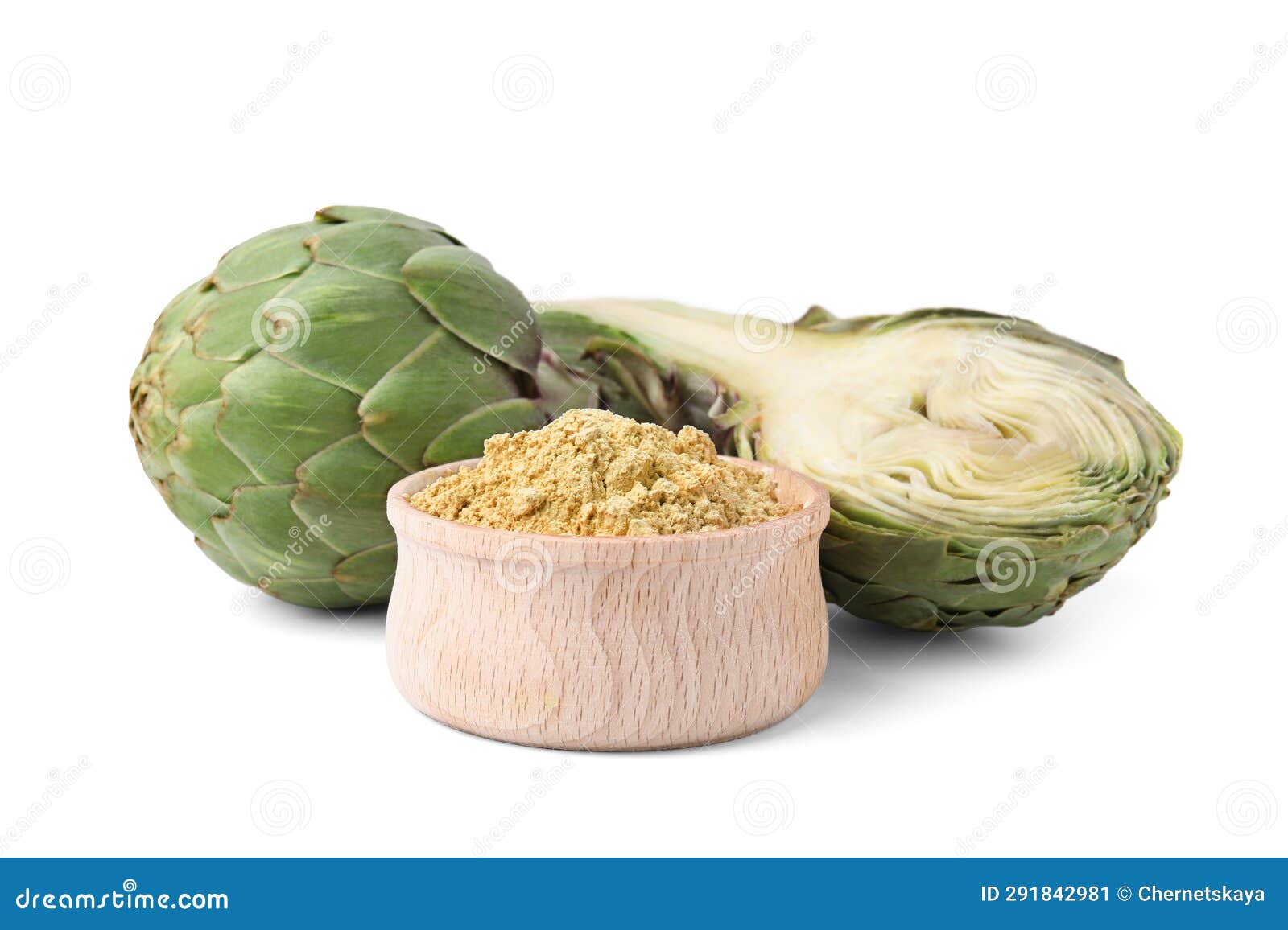 Fresh Artichoke and Powder Isolated on White Stock Image - Image of ...