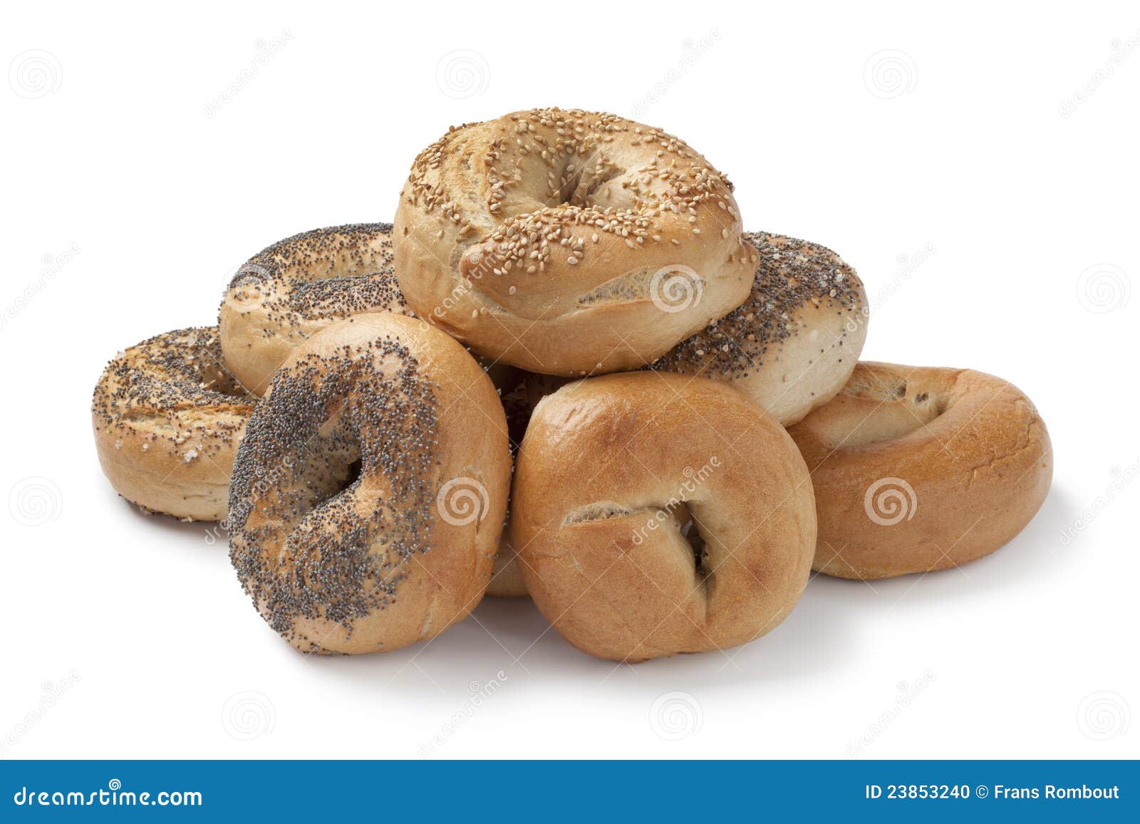 Fresh assorted bagels stock photo. Image of seed, pile - 23853240
