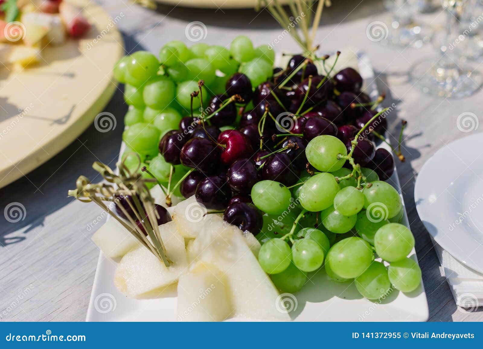 Fresh Assorted Fruit on a White Plate. Stock Image - Image of fruit ...