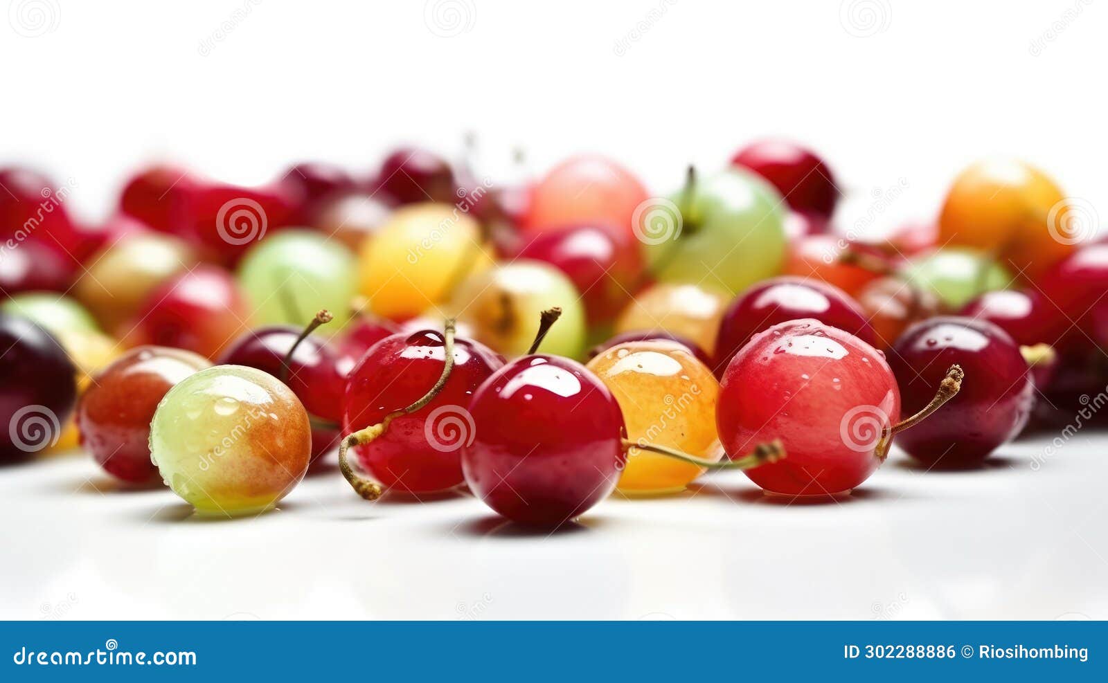 Fresh Assorted Varieties of Juicy Cherries with White Background Stock ...