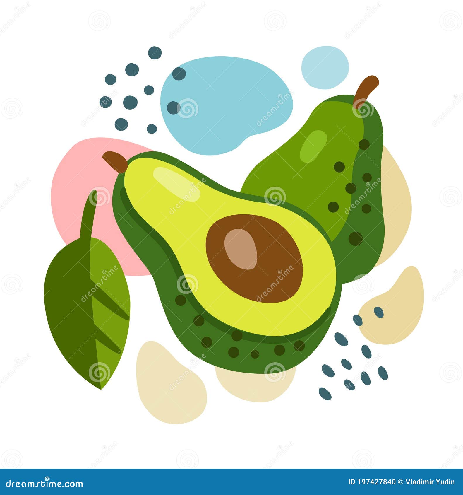 Fresh Avocado on Color Abstract Background Stock Vector - Illustration ...