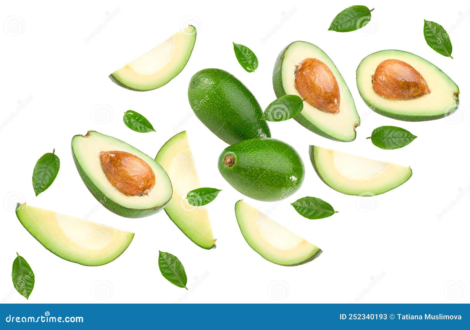 Flying Avocado Isolated on White Background. Full Depth of Field ...