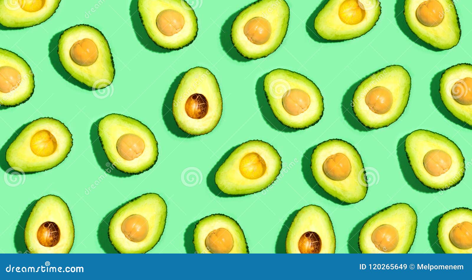 Fresh Avocado Pattern on a Green Background Stock Image - Image of ...