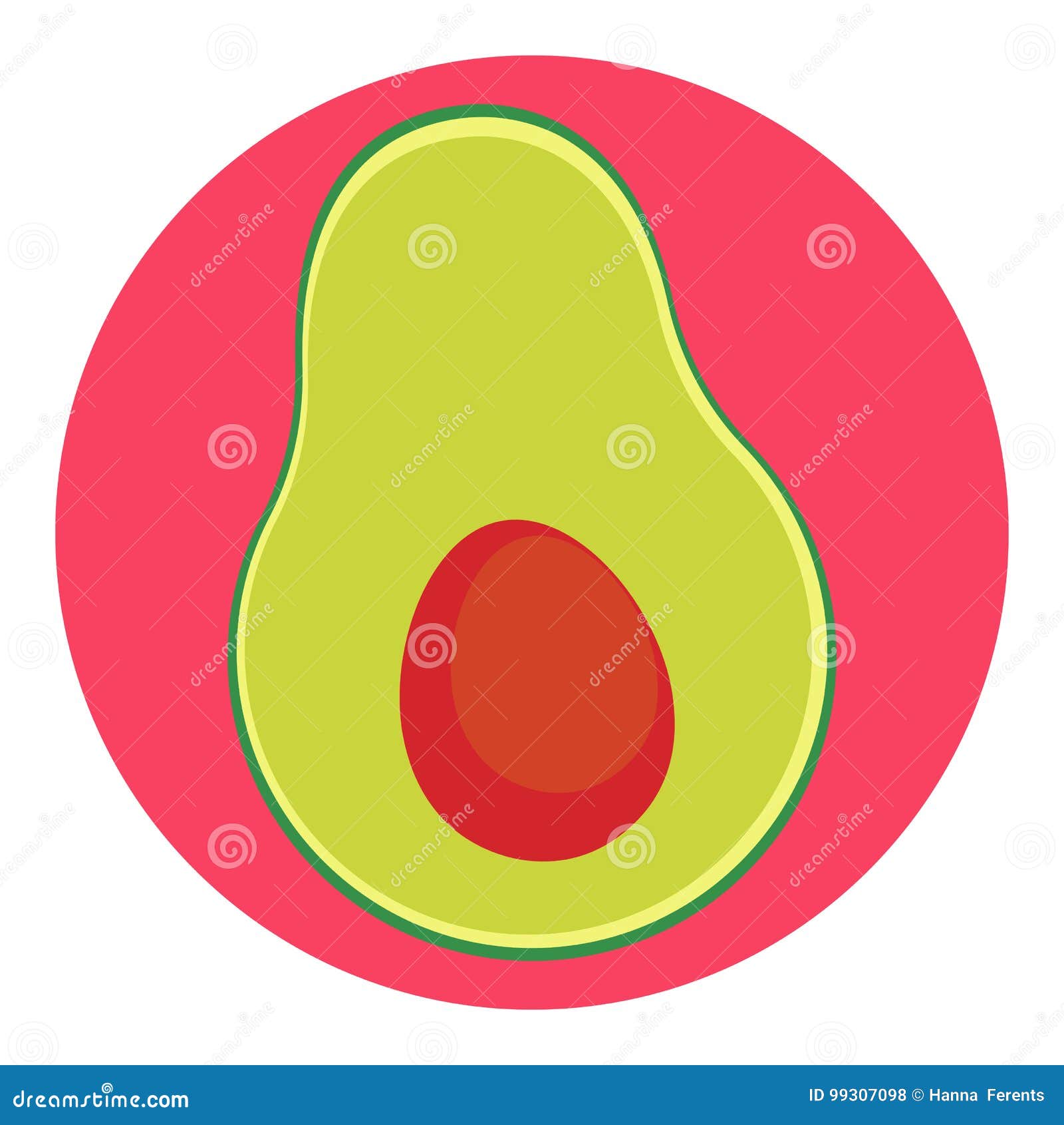 Fresh Avocado on a Pink Circle Background. Icon and Logo Stock Vector ...
