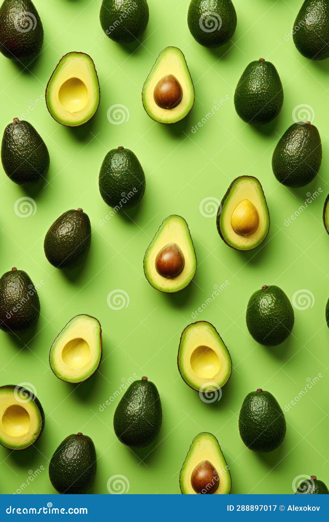Fresh Avocados on Green Background AI Generated Stock Illustration ...