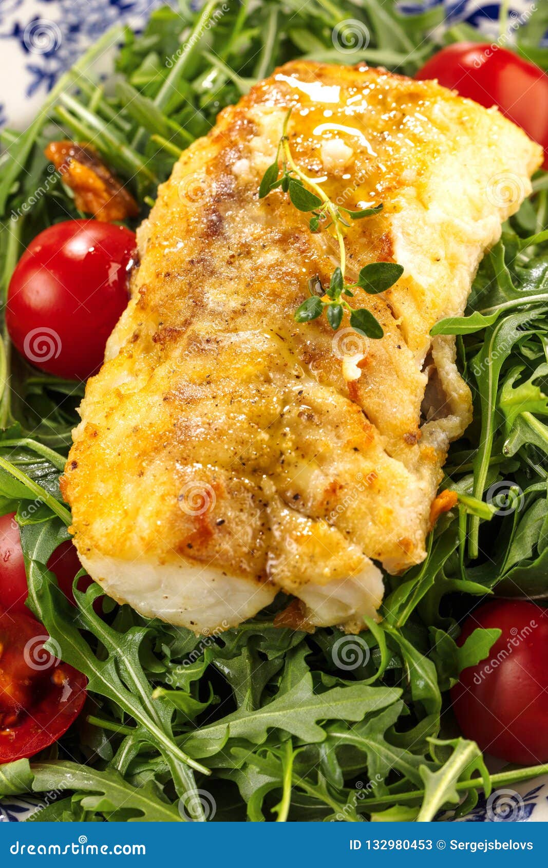 Fresh Backed Codfish Filet on White Table. Stock Image - Image of ...