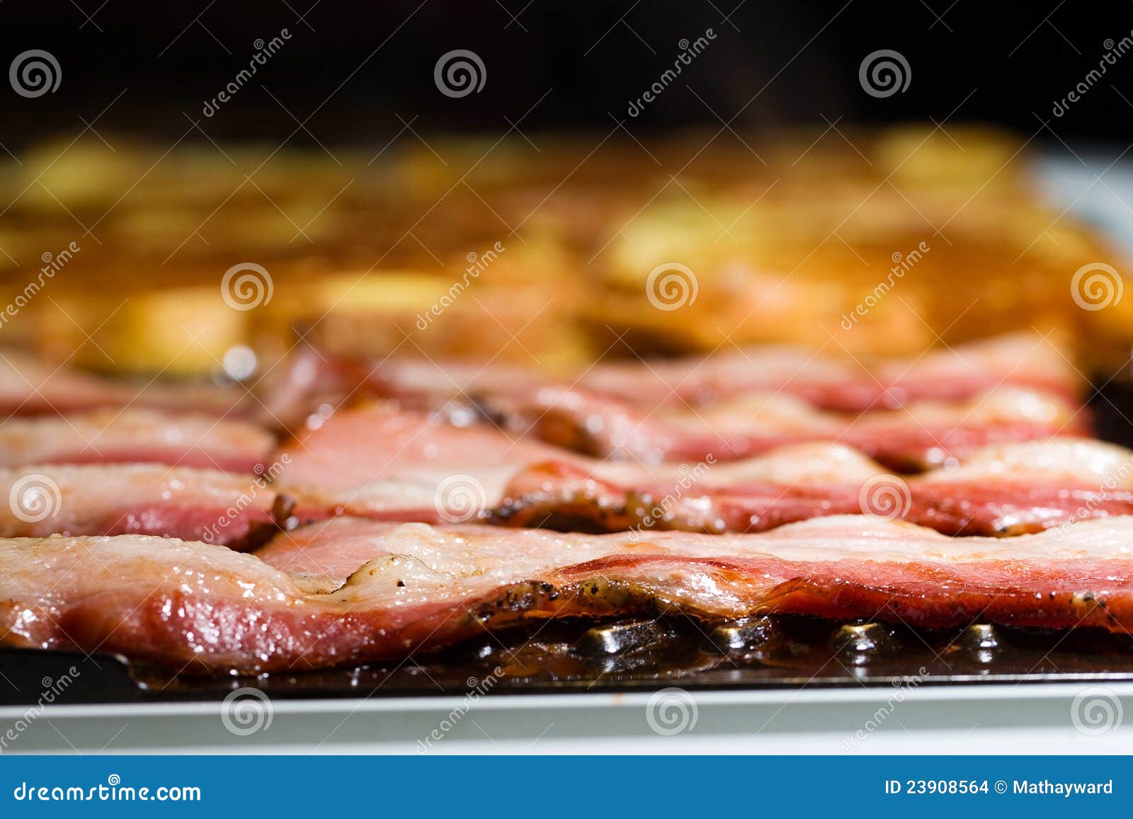 Fresh Bacon and French Toast on the Grill Stock Photo - Image of ...