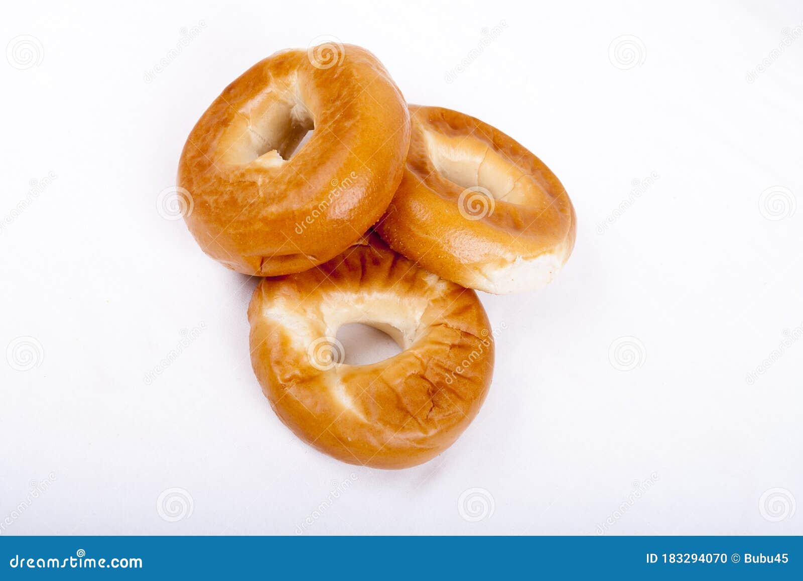 Fresh Bagels on a White Background Stock Photo - Image of white, fresh ...
