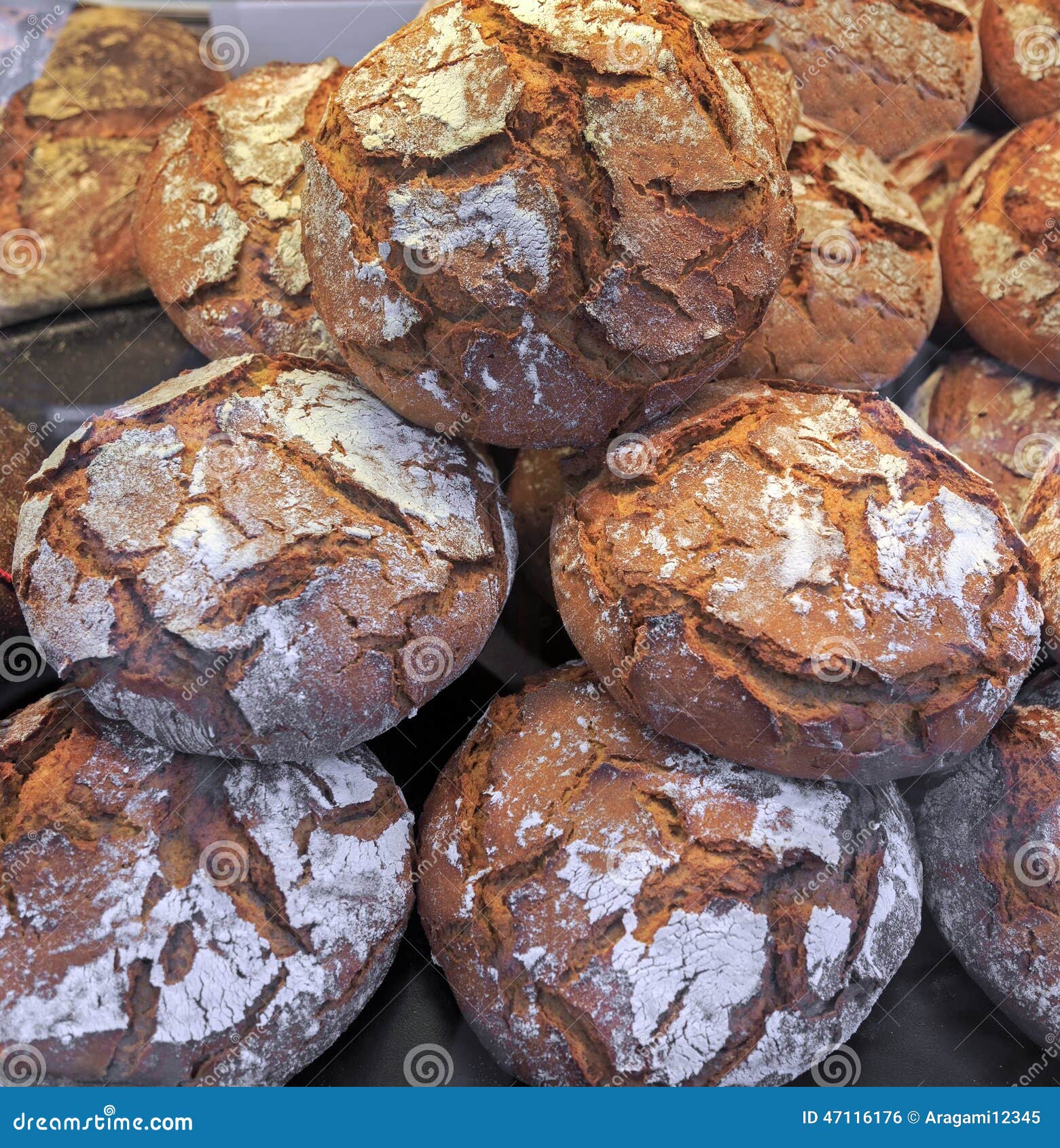 Fresh Baked Bread with Flour Stock Photo - Image of baked, pastry: 47116176