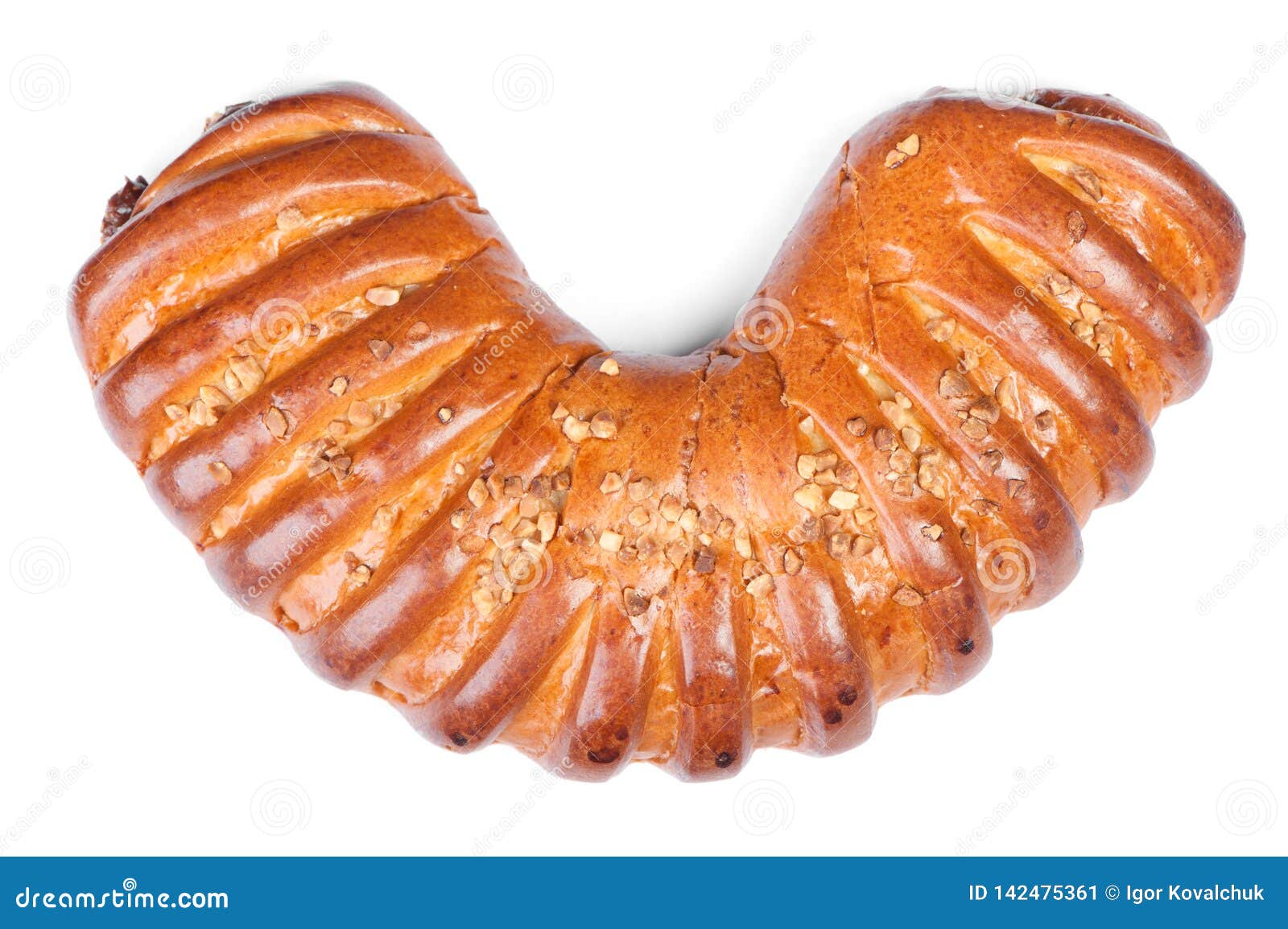 Fresh Baked Bun with Crushed Walnut Stock Image - Image of macro ...