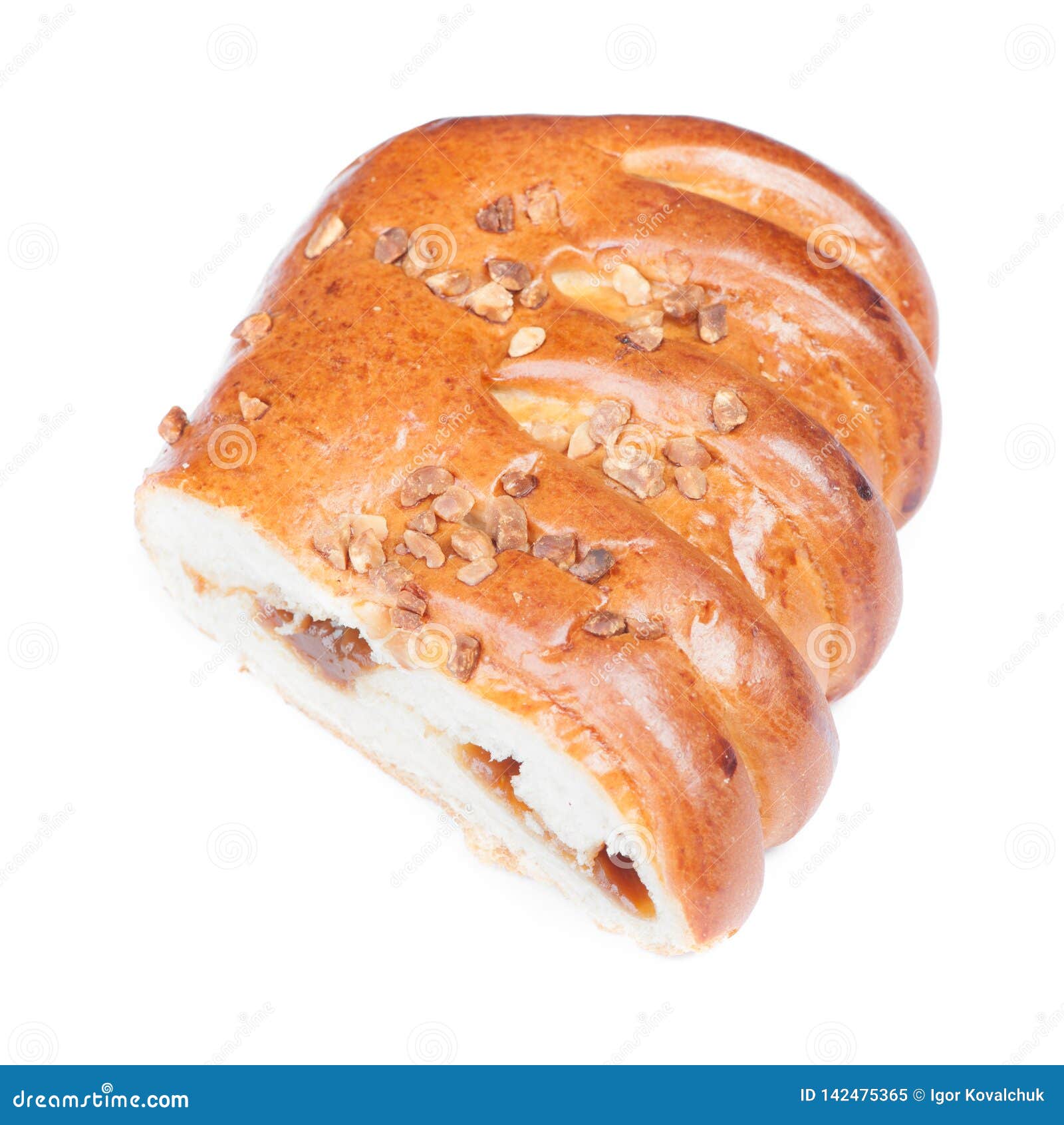 Fresh Baked Bun with Crushed Walnut Stock Image - Image of baked ...