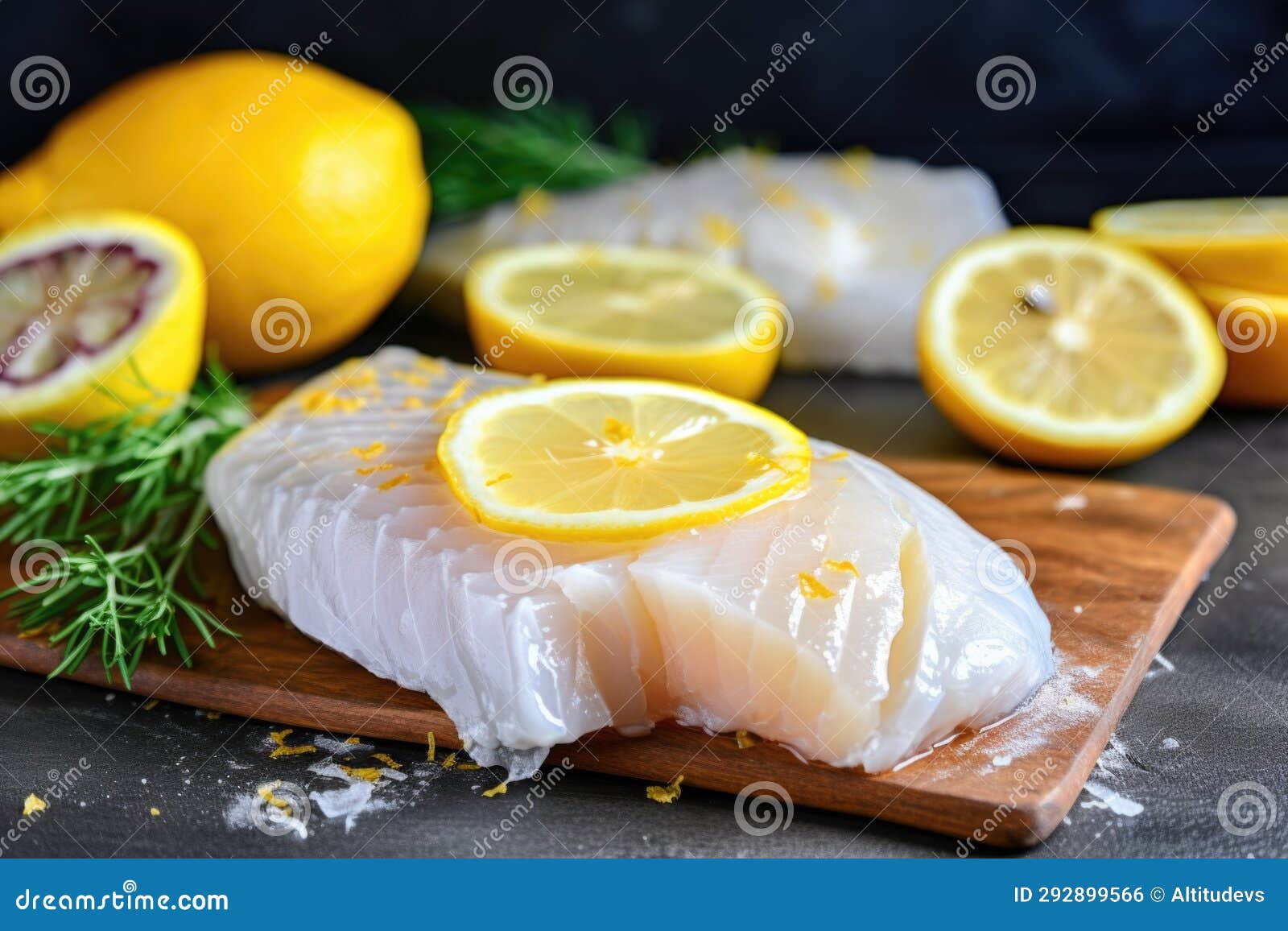 Fresh Baked Cod with a Halved Lemon beside it Stock Photo - Image of ...