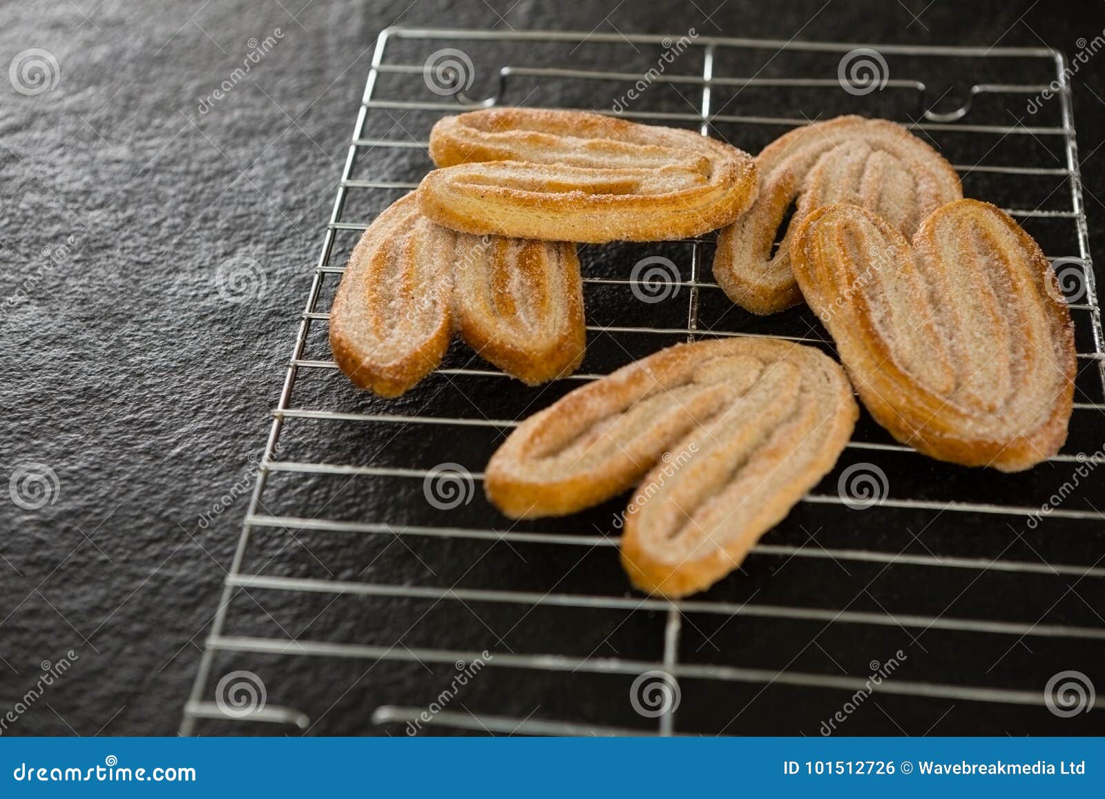 Fresh Baked Cookies on Baking Tray Stock Photo - Image of portion ...