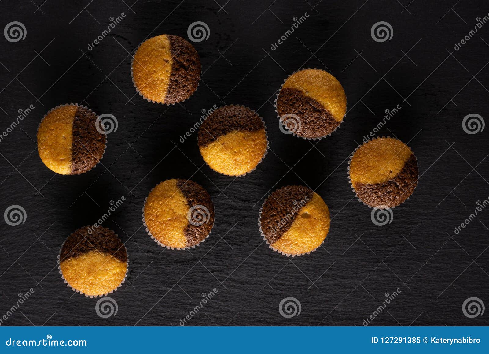 Fresh Baked Marble Muffin on Grey Stone Stock Image - Image of baked ...