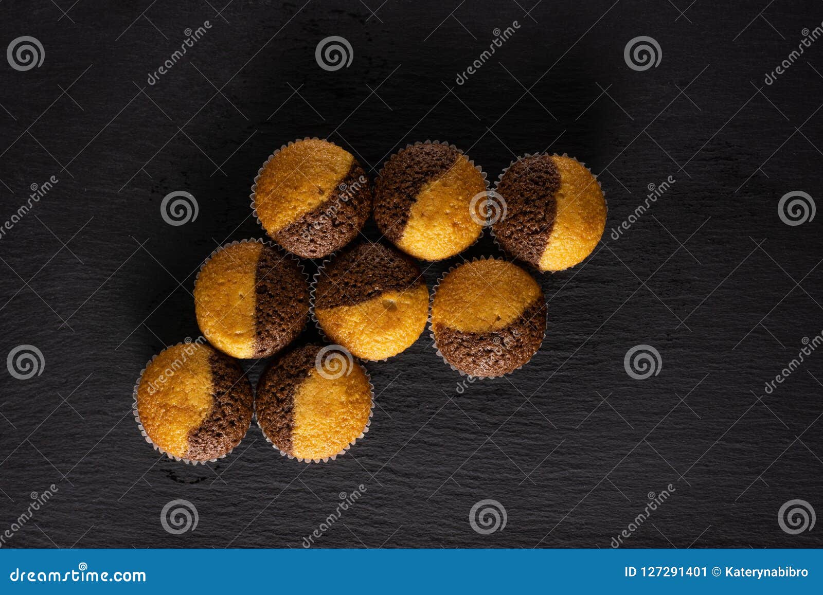 Fresh Baked Marble Muffin on Grey Stone Stock Image - Image of light ...