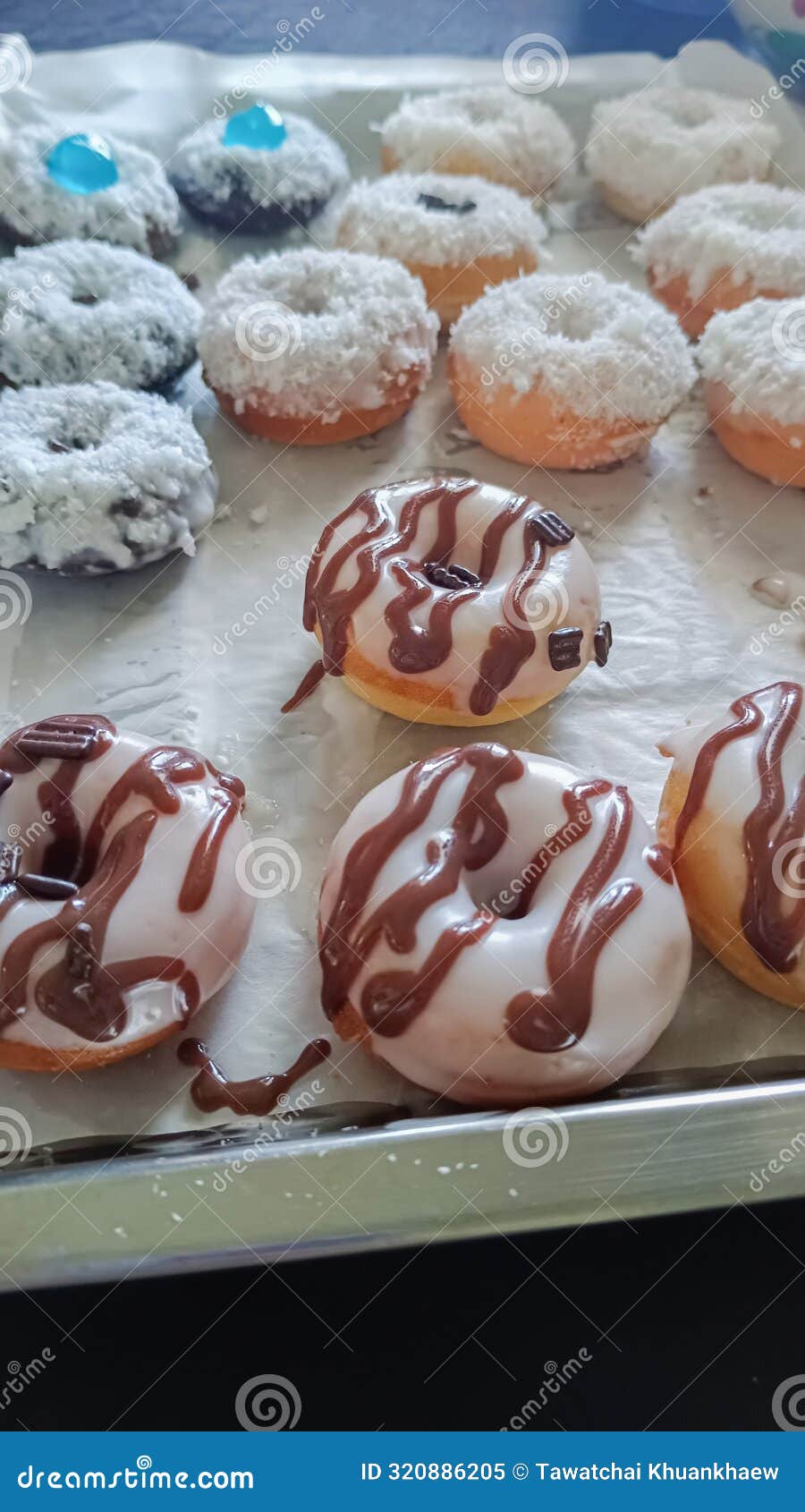 Fresh Baked Mini Donuts with Different Flavors Stock Image - Image of snack, chocolate: 320886205