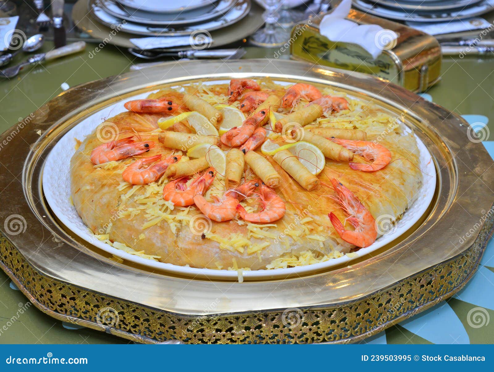 Fresh Baked Moroccan Fish Pastilla Close Up Stock Image - Image of food ...