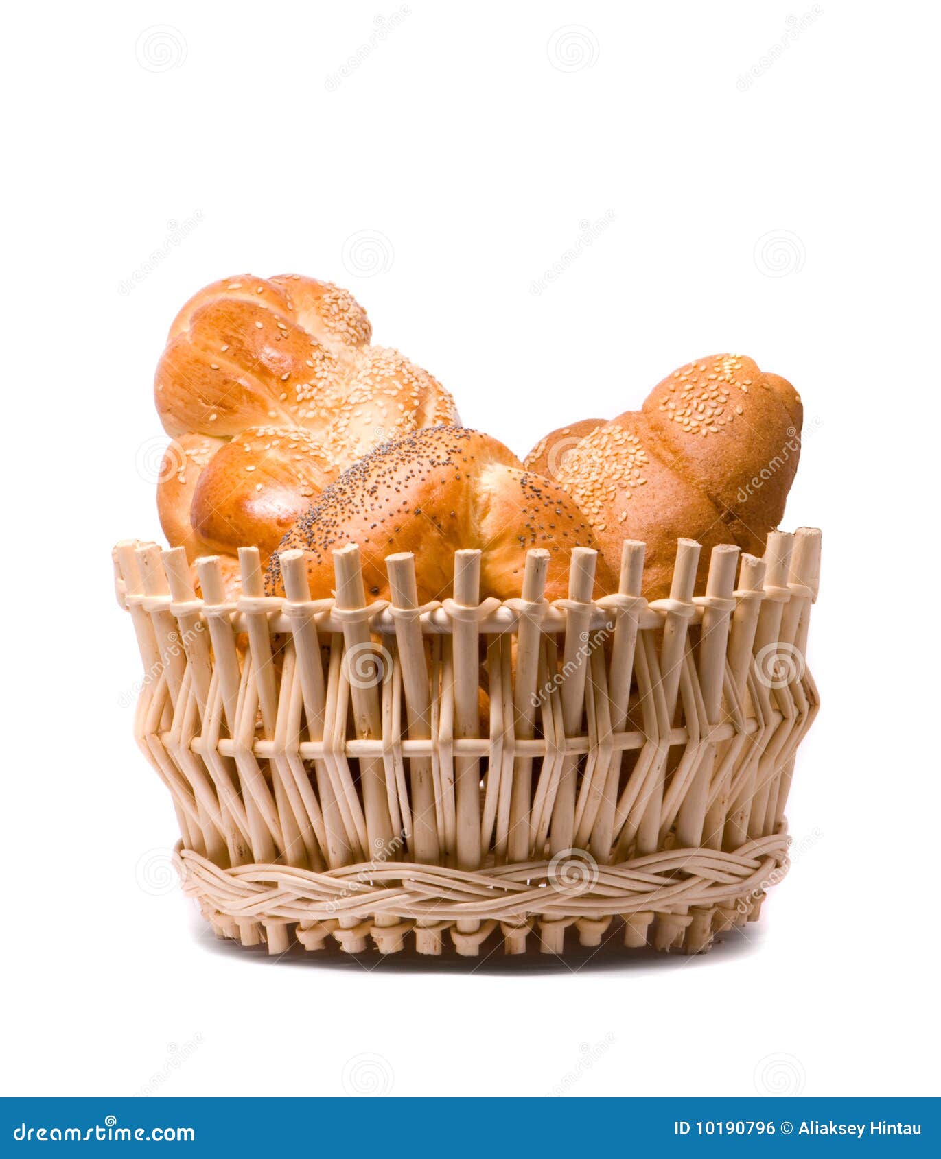 Fresh Baked Rolls in a Basket on White Stock Photo - Image of natural ...