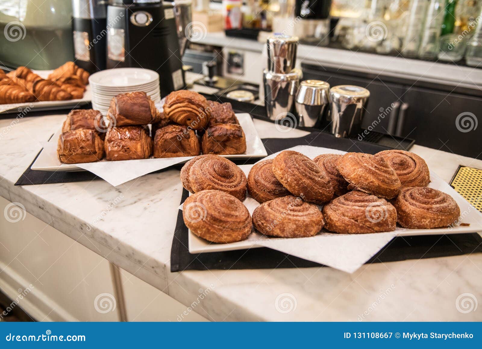 Fresh Bakery Assorted Buns for Morning Coffee Breakfast in the Cafe ...