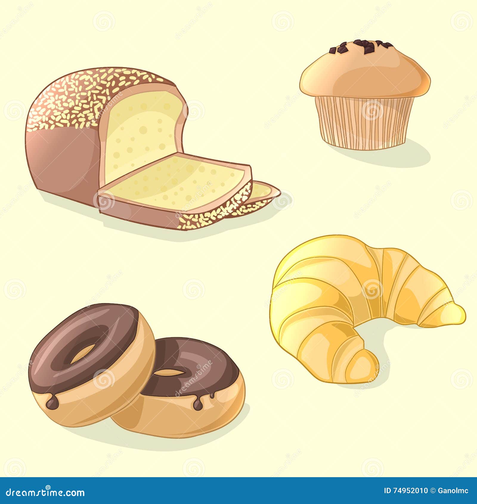 Fresh Bakery Set in Cartoon Style. Vector Illustration Stock Vector ...