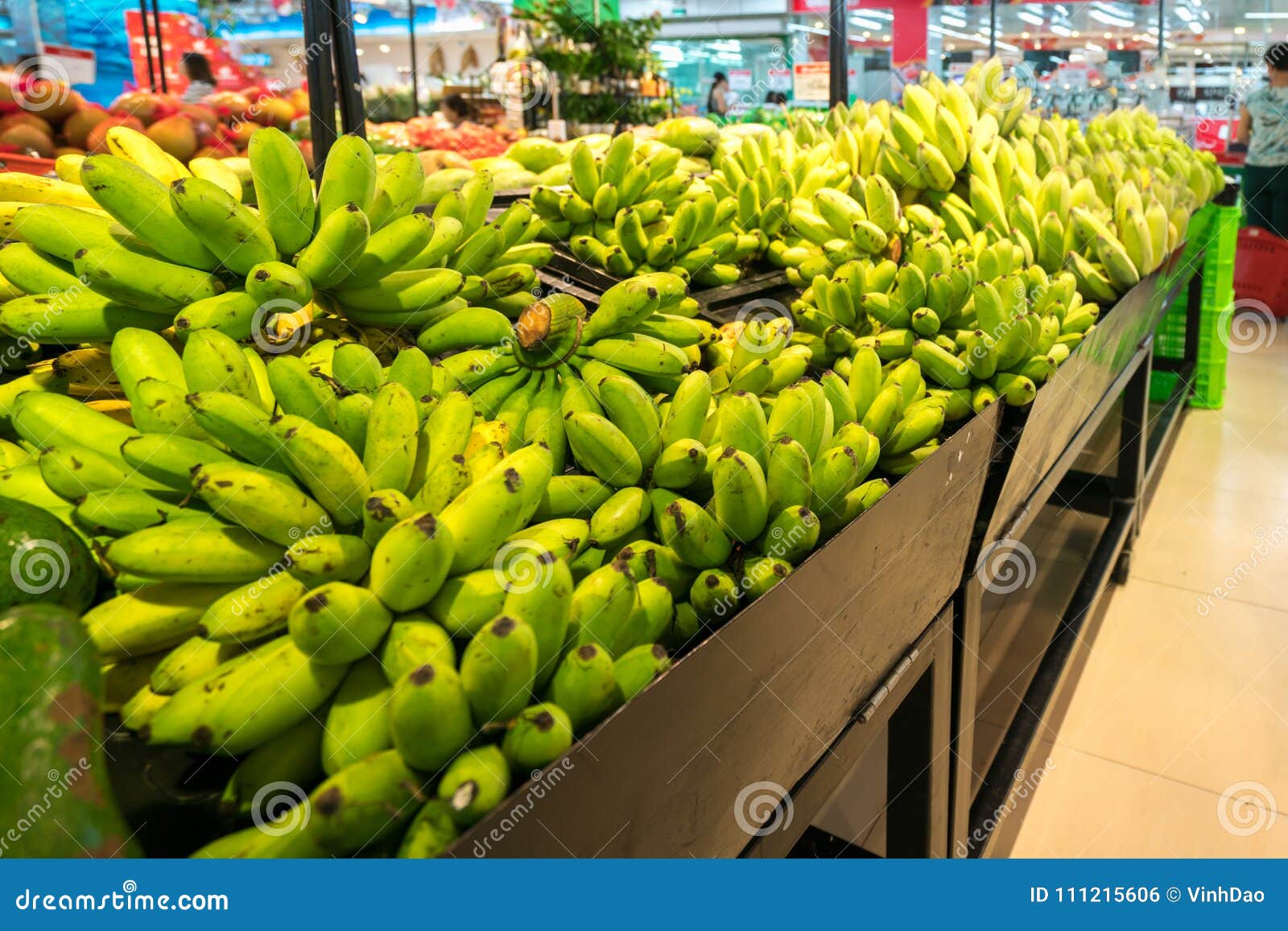 Fresh Banana on Shelf in Supermarket. Stock Photo - Image of goods ...