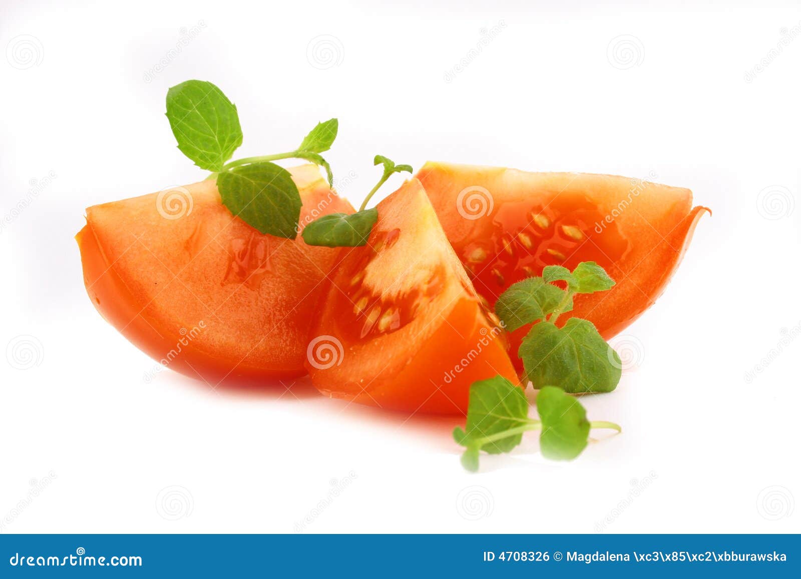 Fresh basil and tomato stock photo. Image of pepper, break - 4708326