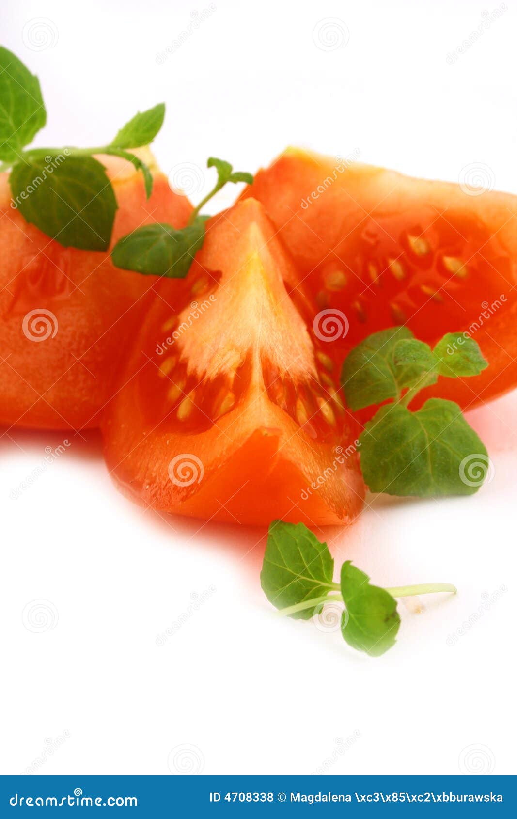 Fresh basil and tomato stock photo. Image of starter, plate - 4708338