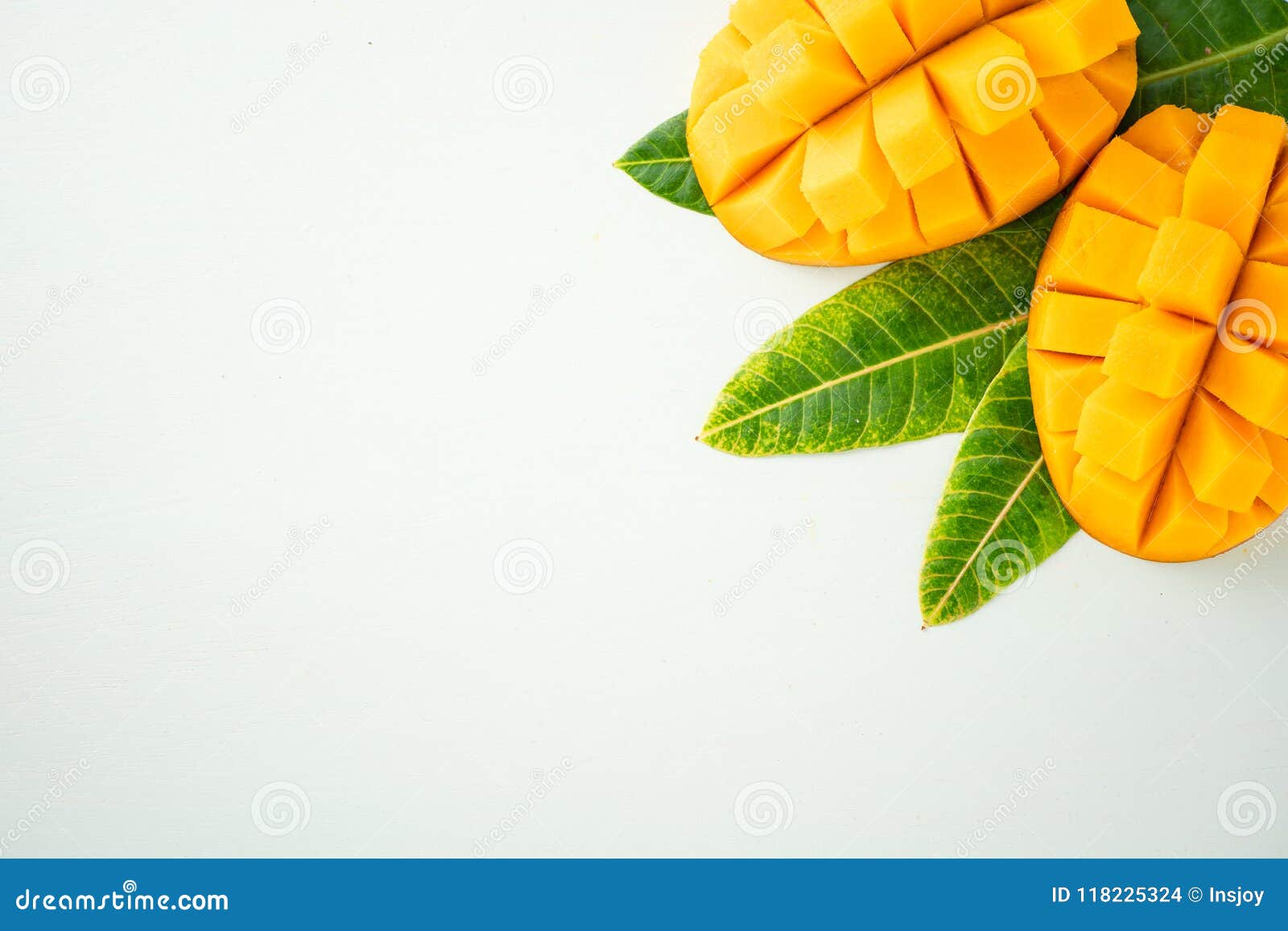 Fresh and Beautiful Mango Fruit with Sliced Diced Mango Chunks on a ...