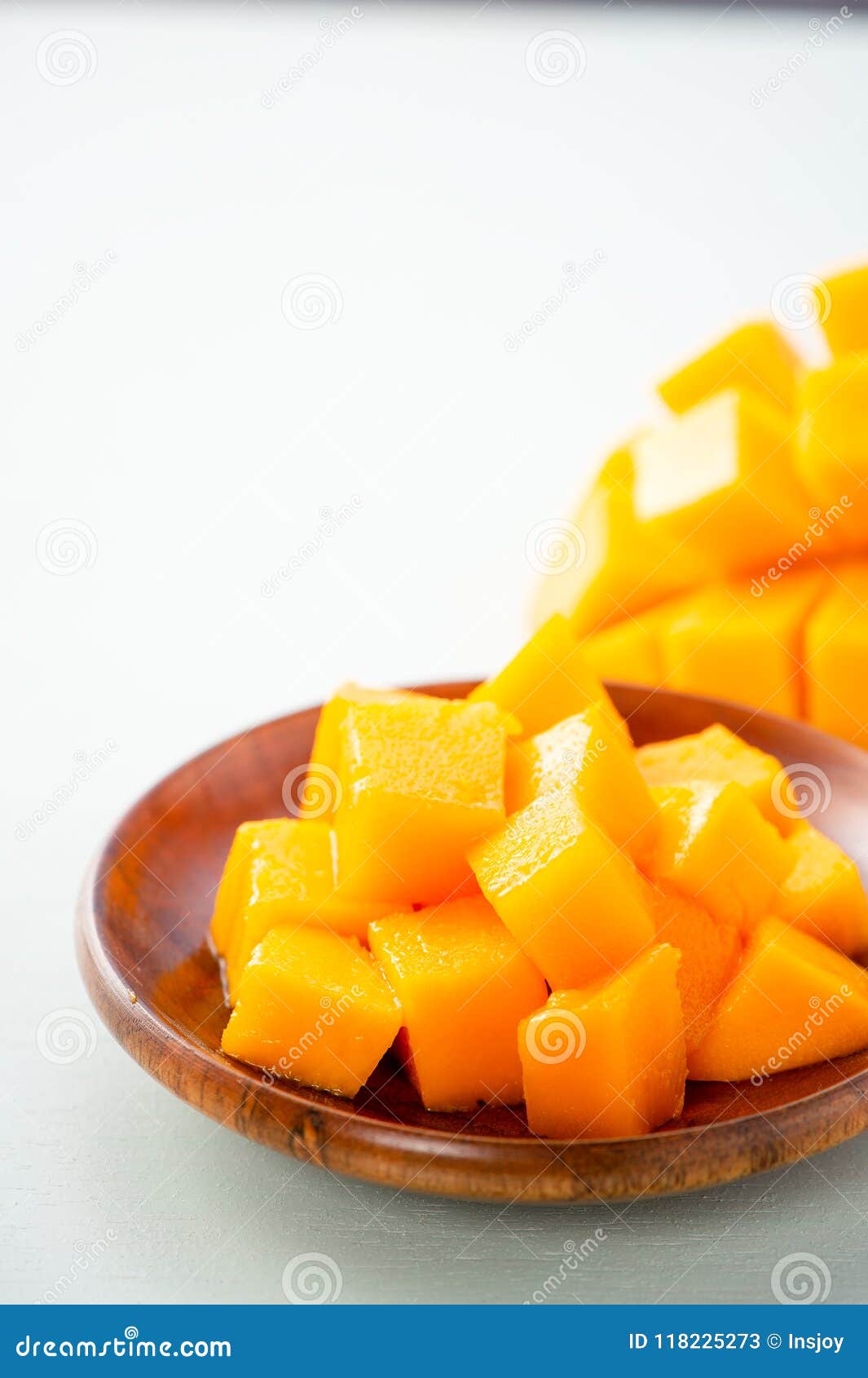 Fresh and Beautiful Mango Fruit with Sliced Diced Mango Chunks on a ...